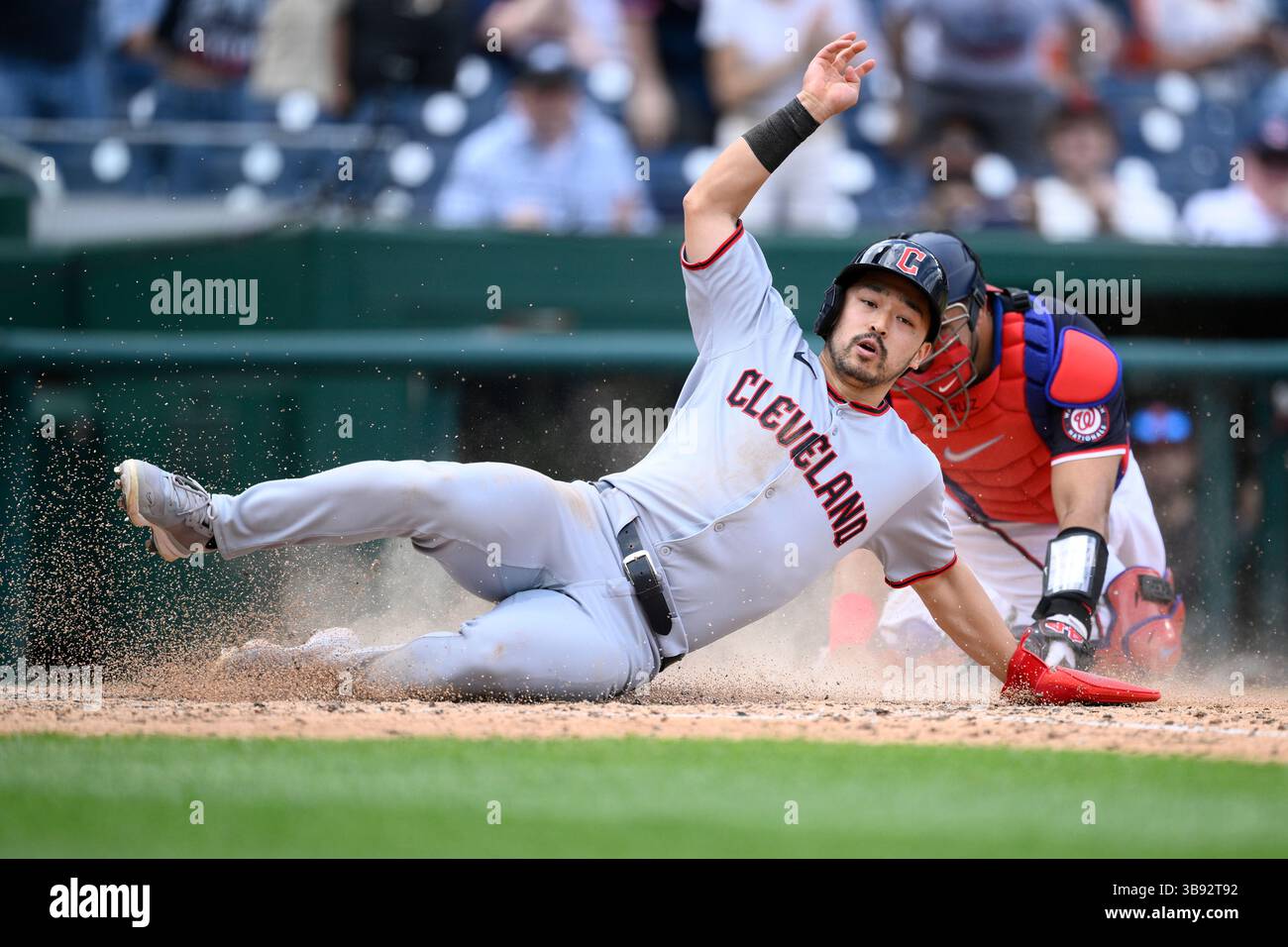 Cleveland Guardians' Steven Kwan in action during a baseball game ...