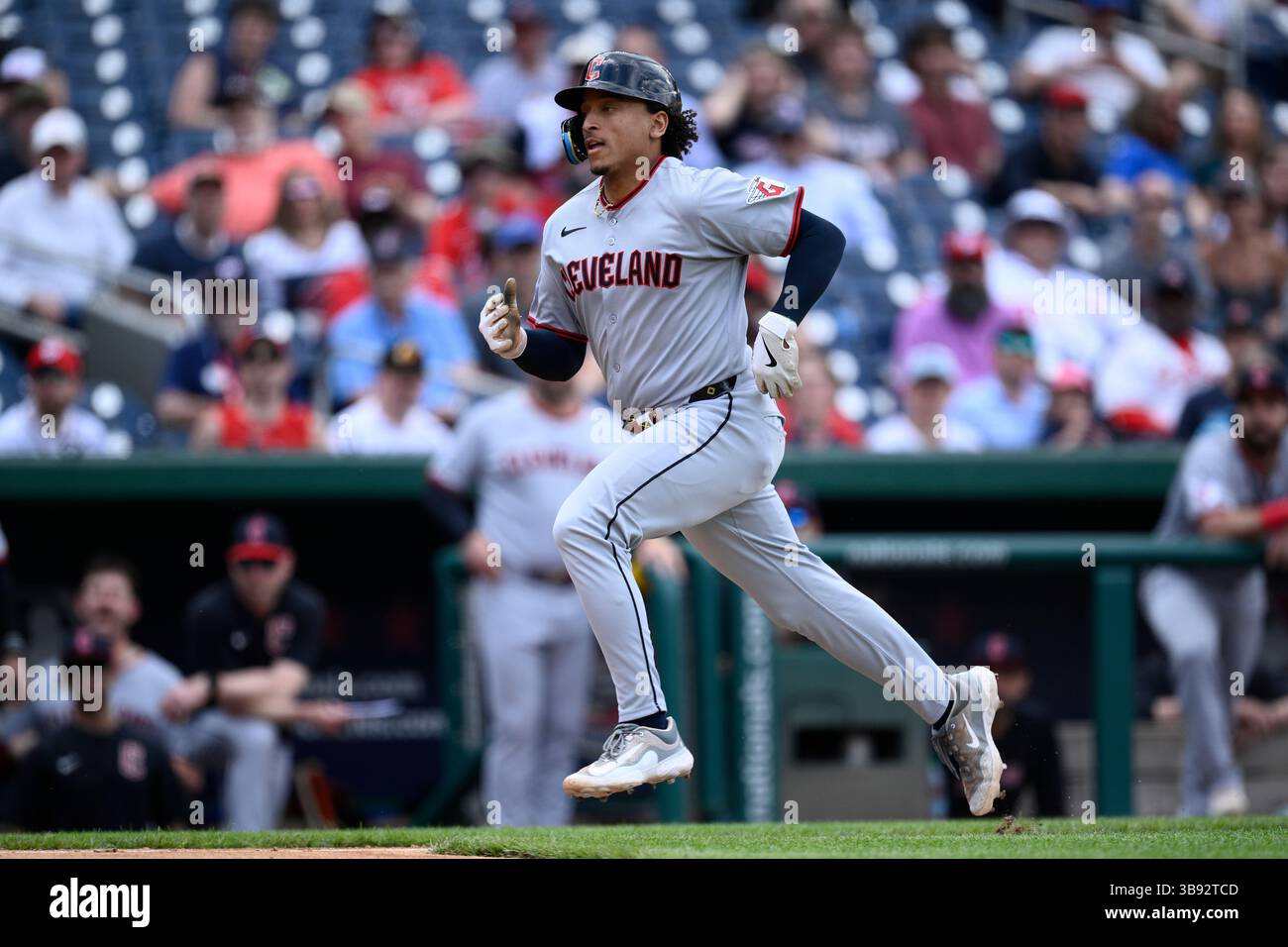 Cleveland Guardians' Bo Naylor in action during a baseball game against ...