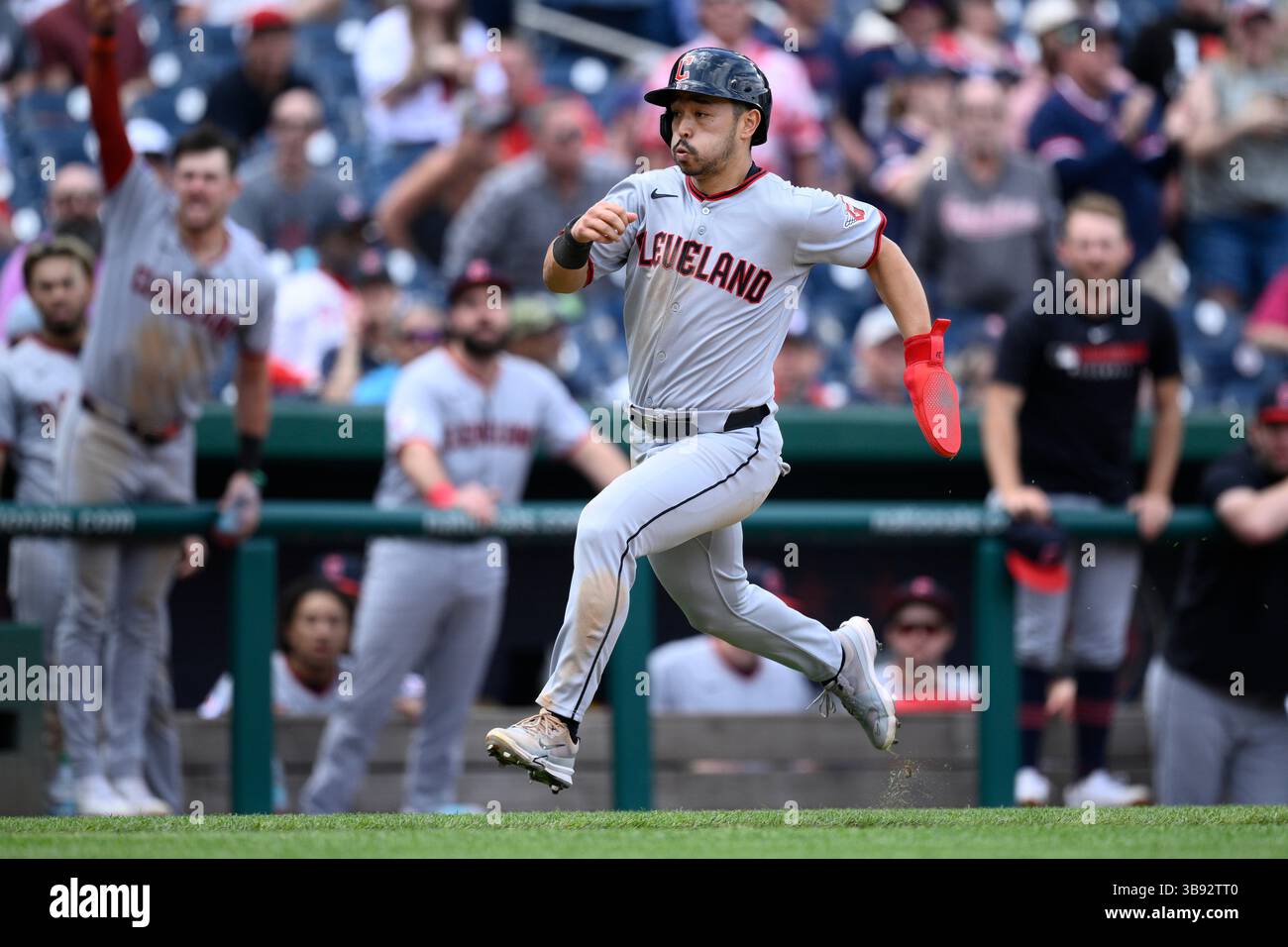 Cleveland Guardians' Steven Kwan in action during a baseball game ...