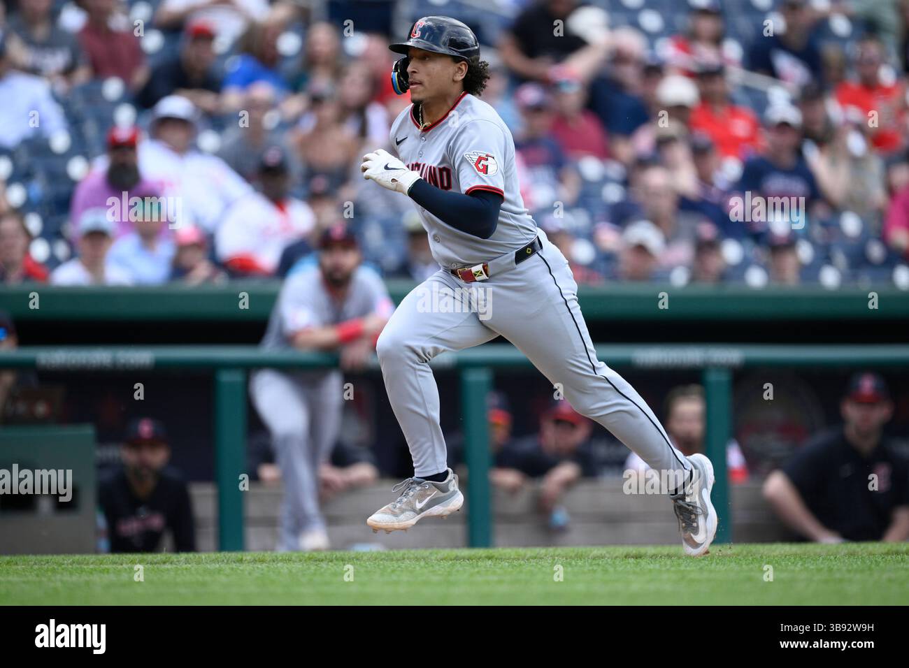 Cleveland Guardians' Bo Naylor in action during a baseball game against ...