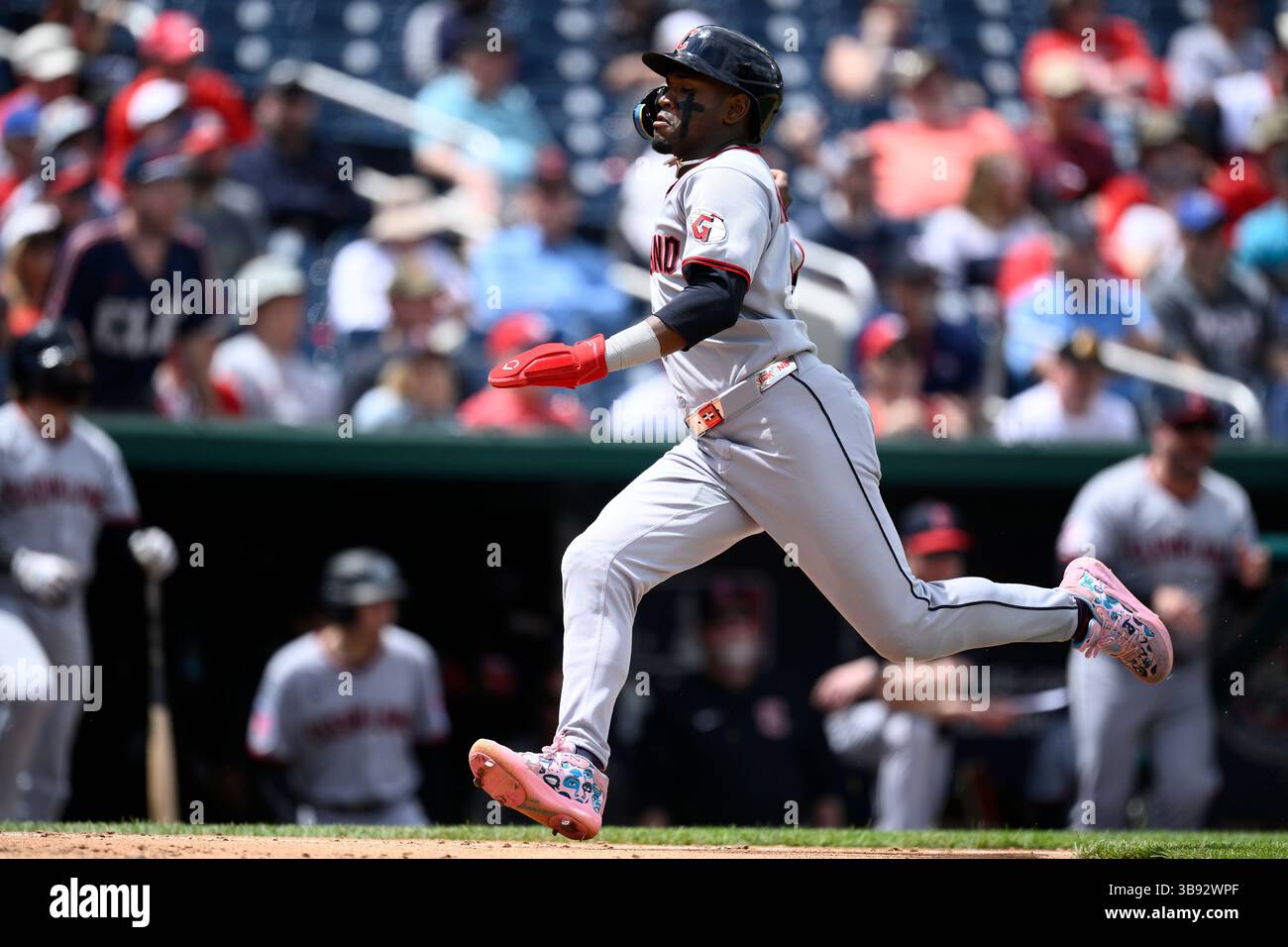 Cleveland Guardians' Angel Martinez in action during a baseball game ...