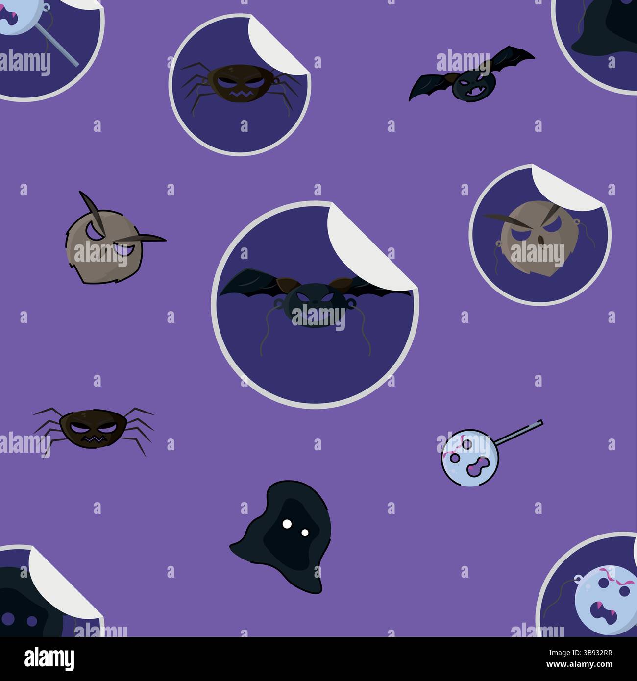 Halloween monster sticker pattern Vector illustration Stock Vector ...