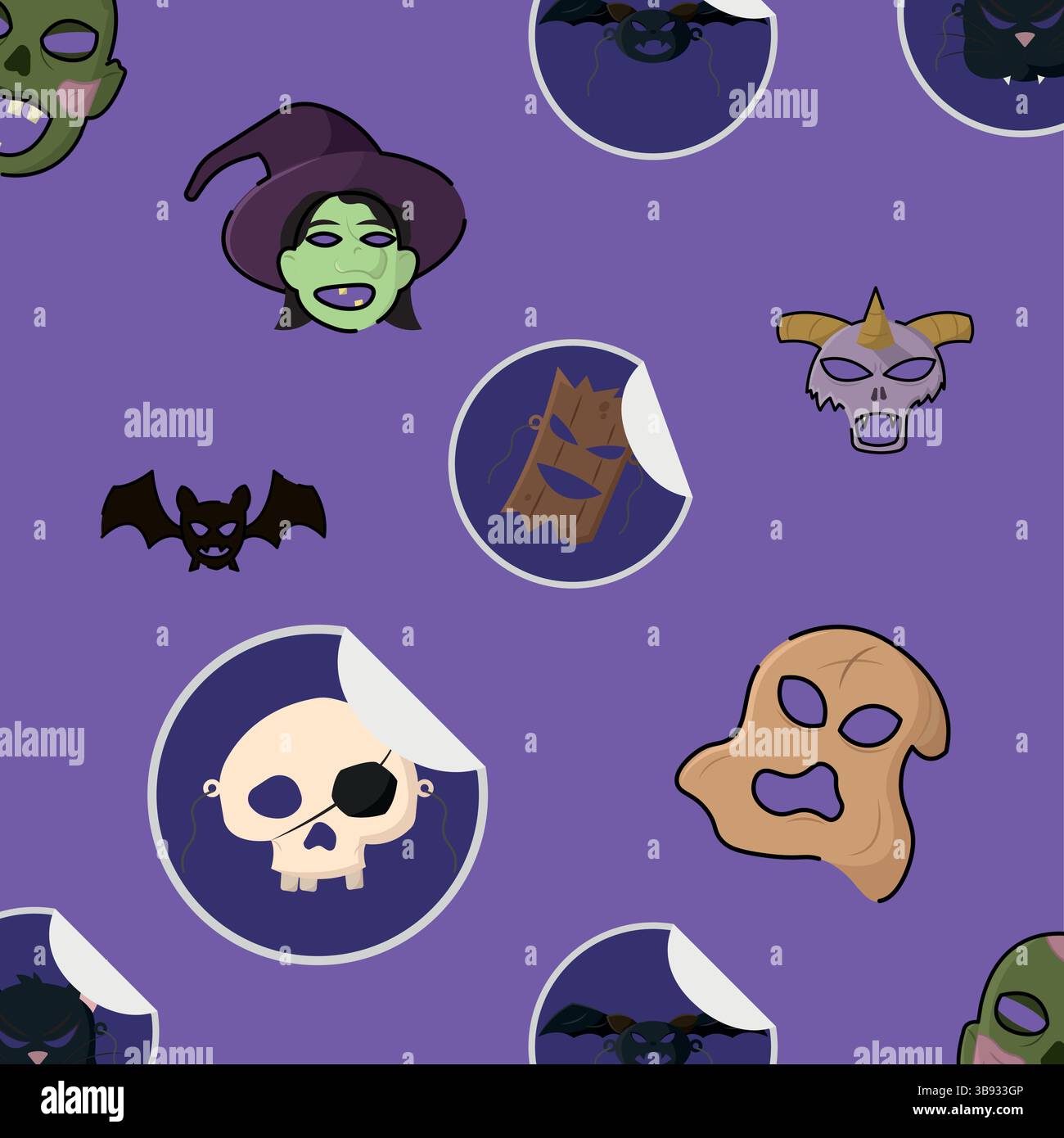 Halloween monster sticker pattern Vector illustration Stock Vector ...