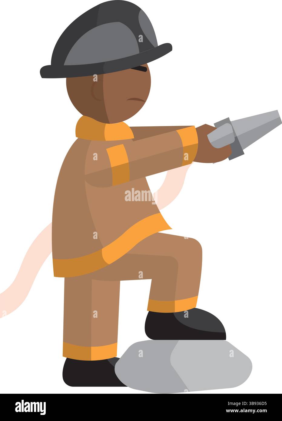 Isolated fireman white professions occupation cartoon illustration ...
