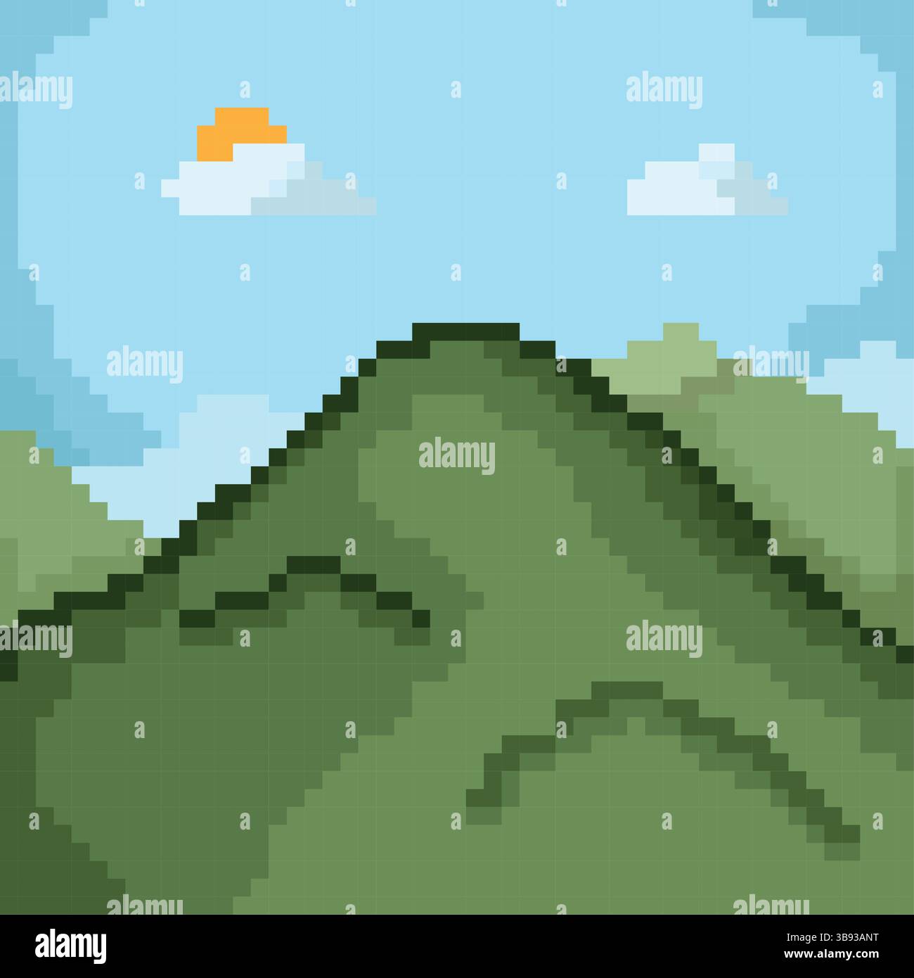 Isolated mountain landscape pixel art computer illustration Stock ...