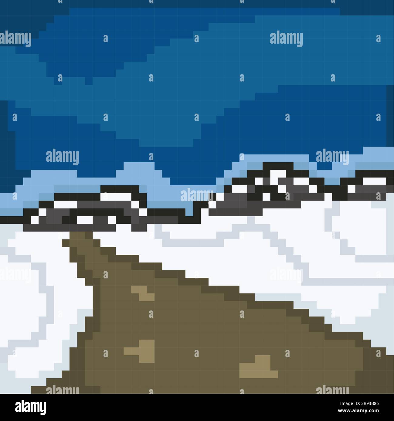 Isolated mountain snow landscape pixel art computer illustration Stock ...