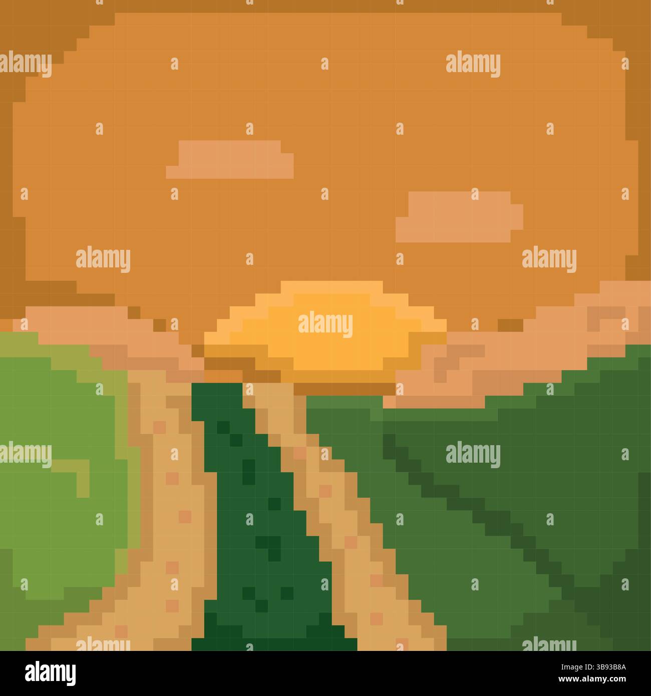 Isolated road landscape pixel art computer illustration Stock Vector ...