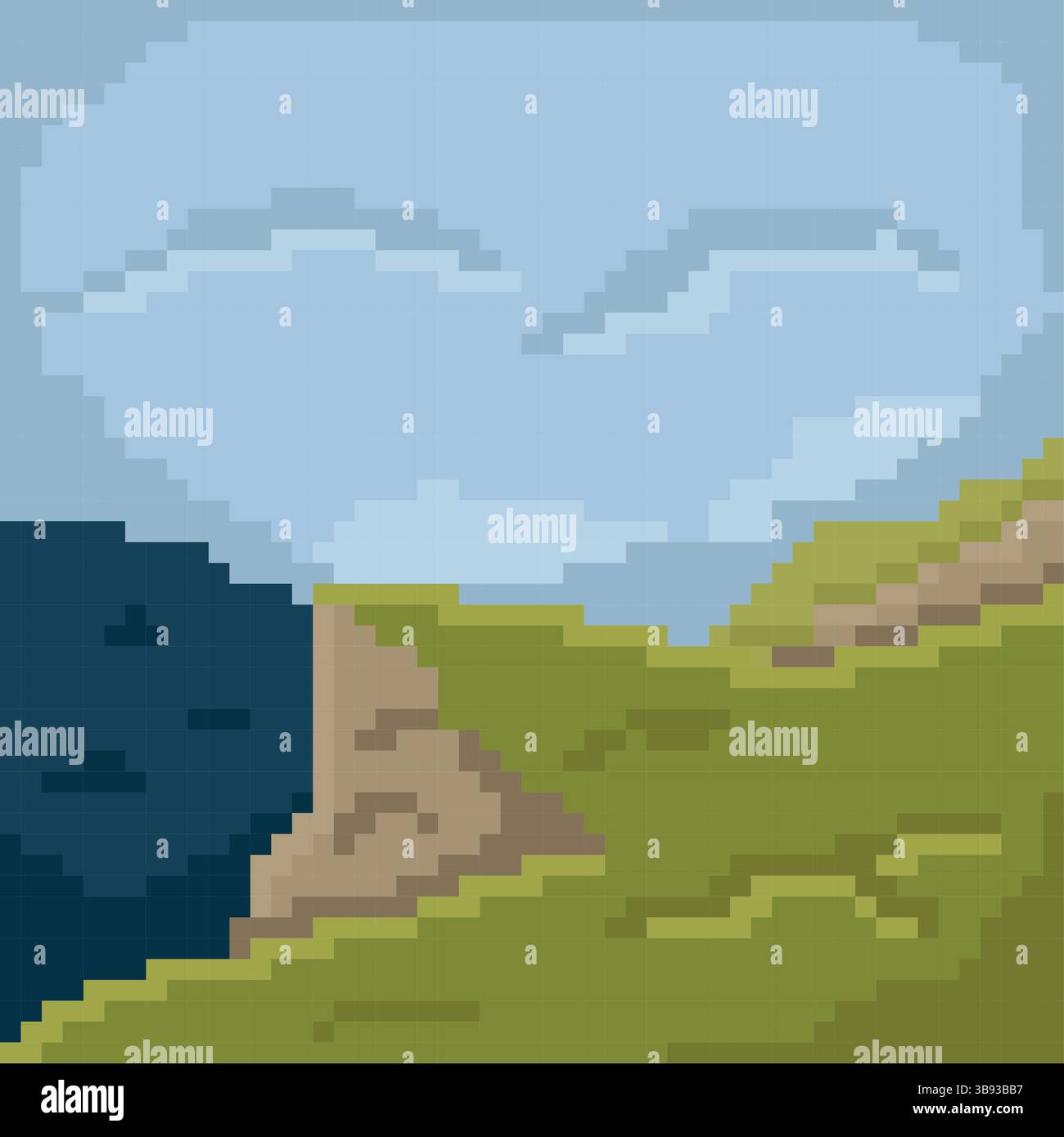 Isolated mountain landscape pixel art computer illustration Stock ...
