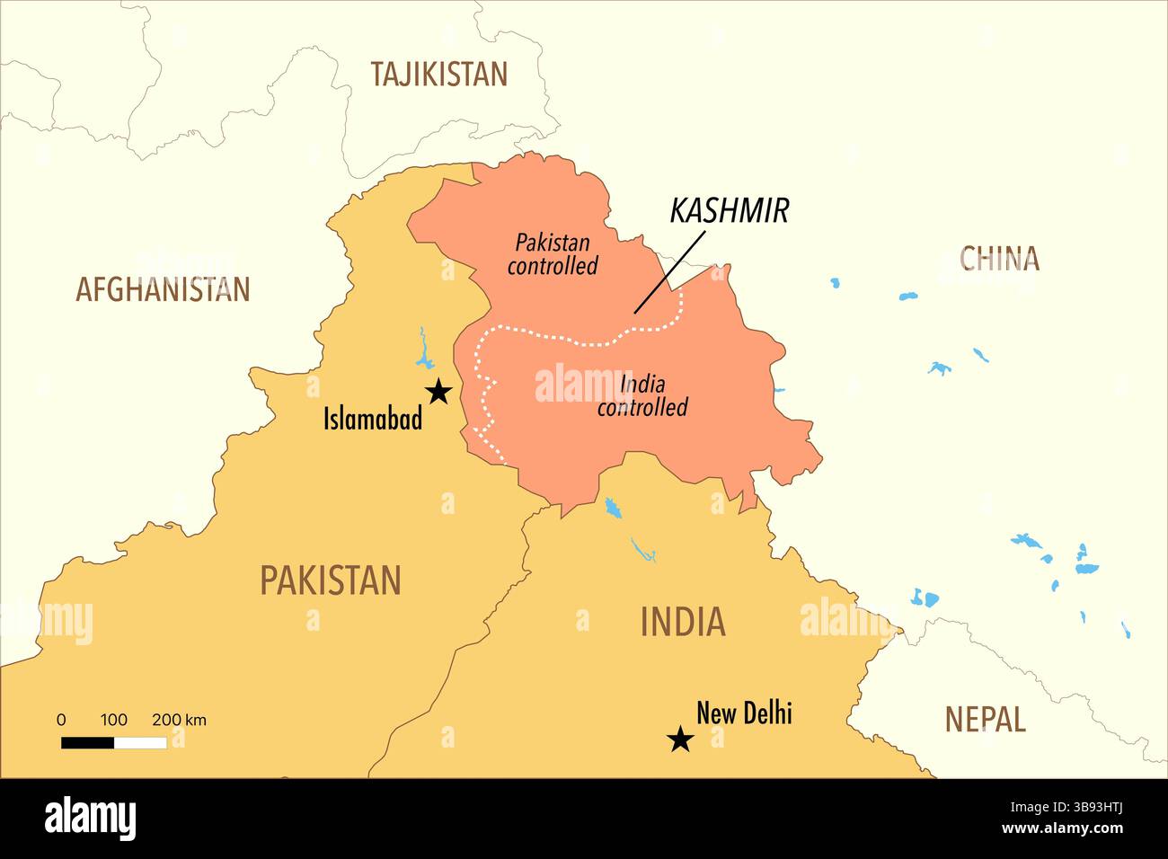 India pakistan border map hi-res stock photography and images - Alamy