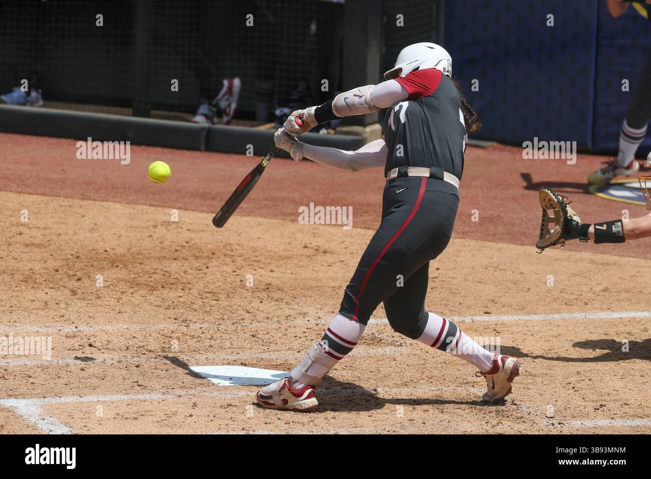 ATHENS, GA - MAY 08: Arkansas infielder Bri Ellis (77) hits a double ...