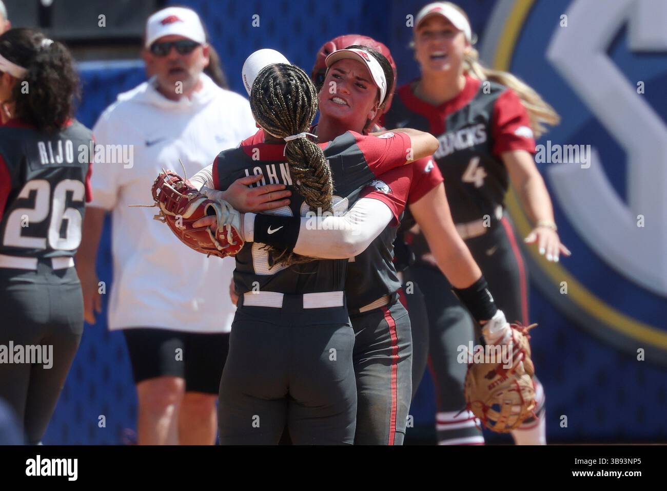 ATHENS, GA - MAY 08: Arkansas infielder Bri Ellis (77) and Arkansas ...