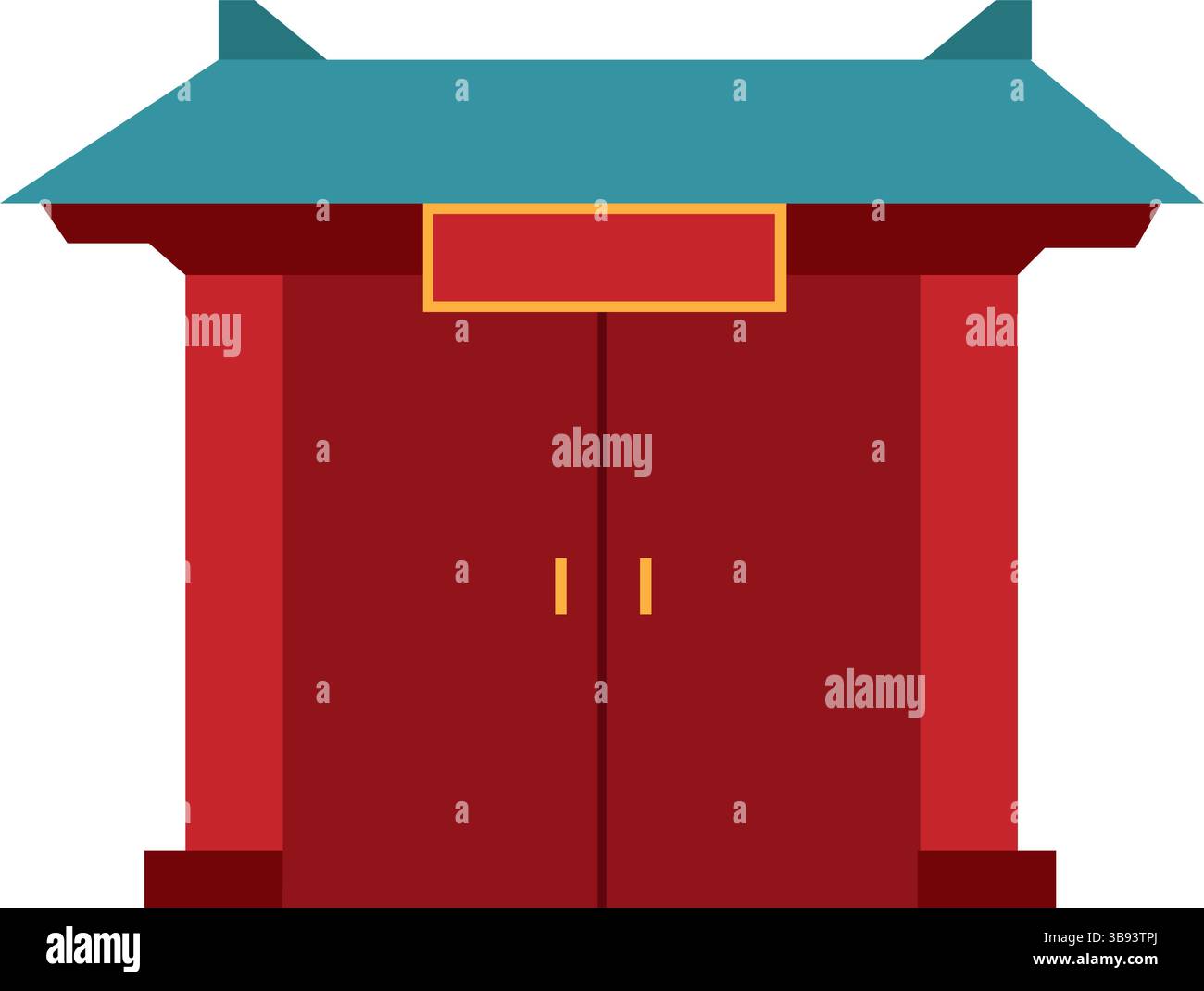 Flat red Chinese temple gate. Vector illustration Stock Vector Image ...
