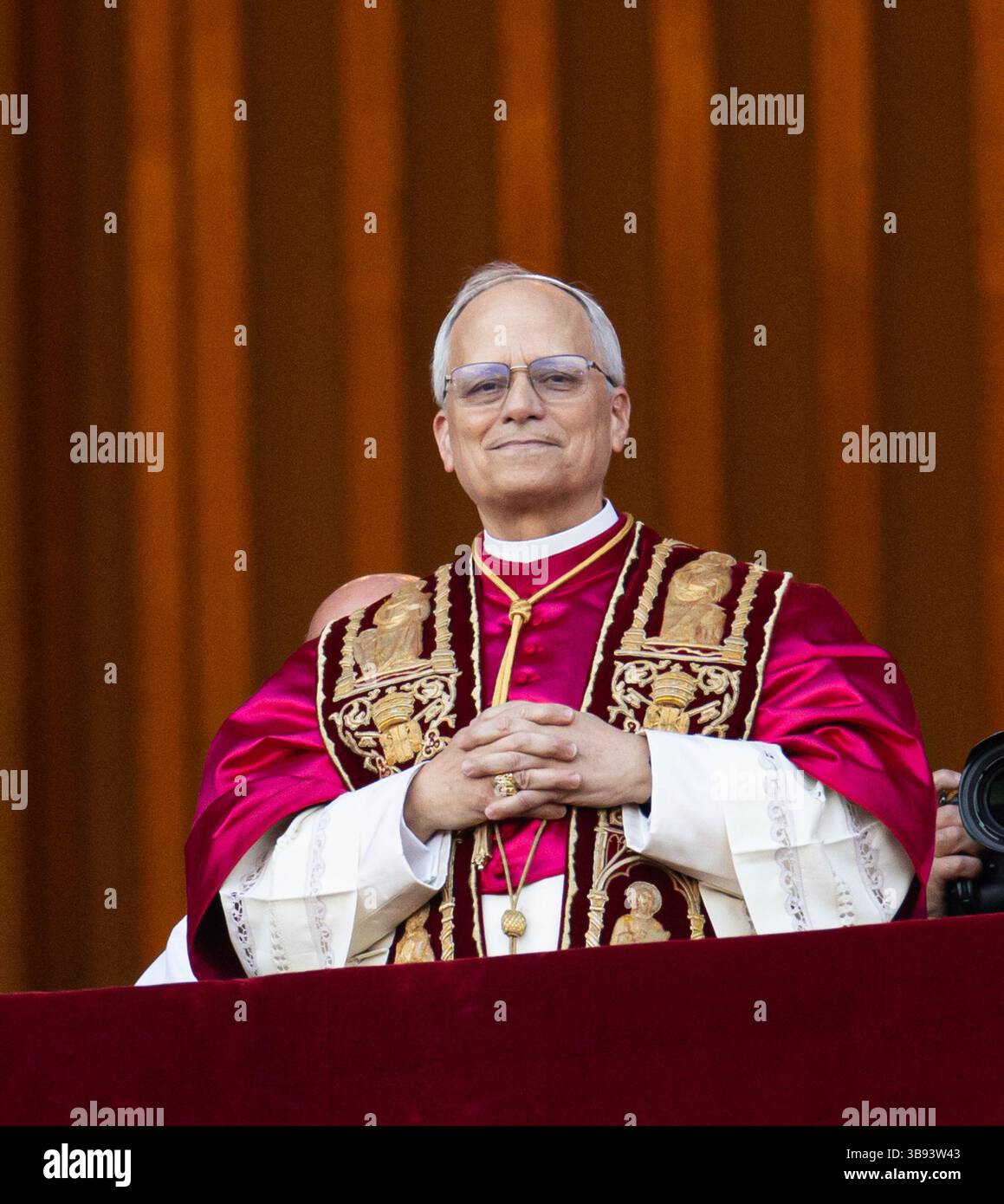 Vatican City. 8th May, 2025. Robert Francis Prevost is seen after being elected the new pope in ...