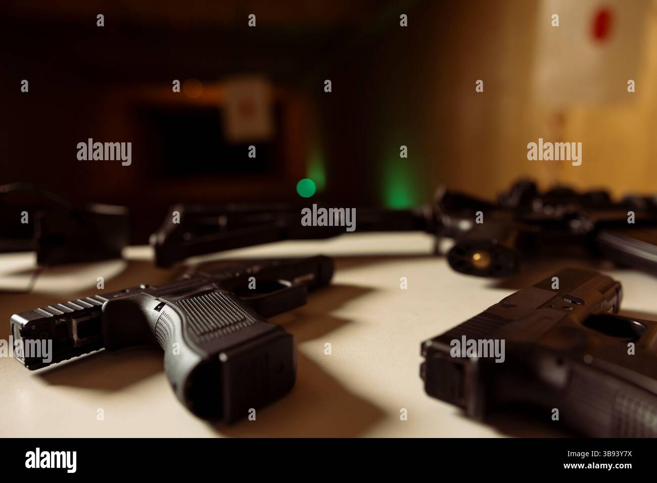 Practice weapons in military training outpost to be used by soldiers ...