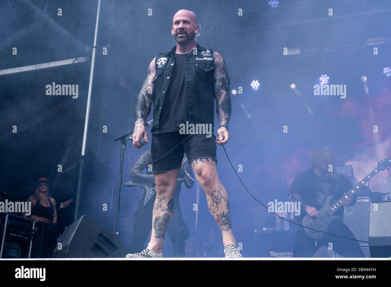Brandan Schieppati of Bleeding Through performs during Sonic Temple Art ...