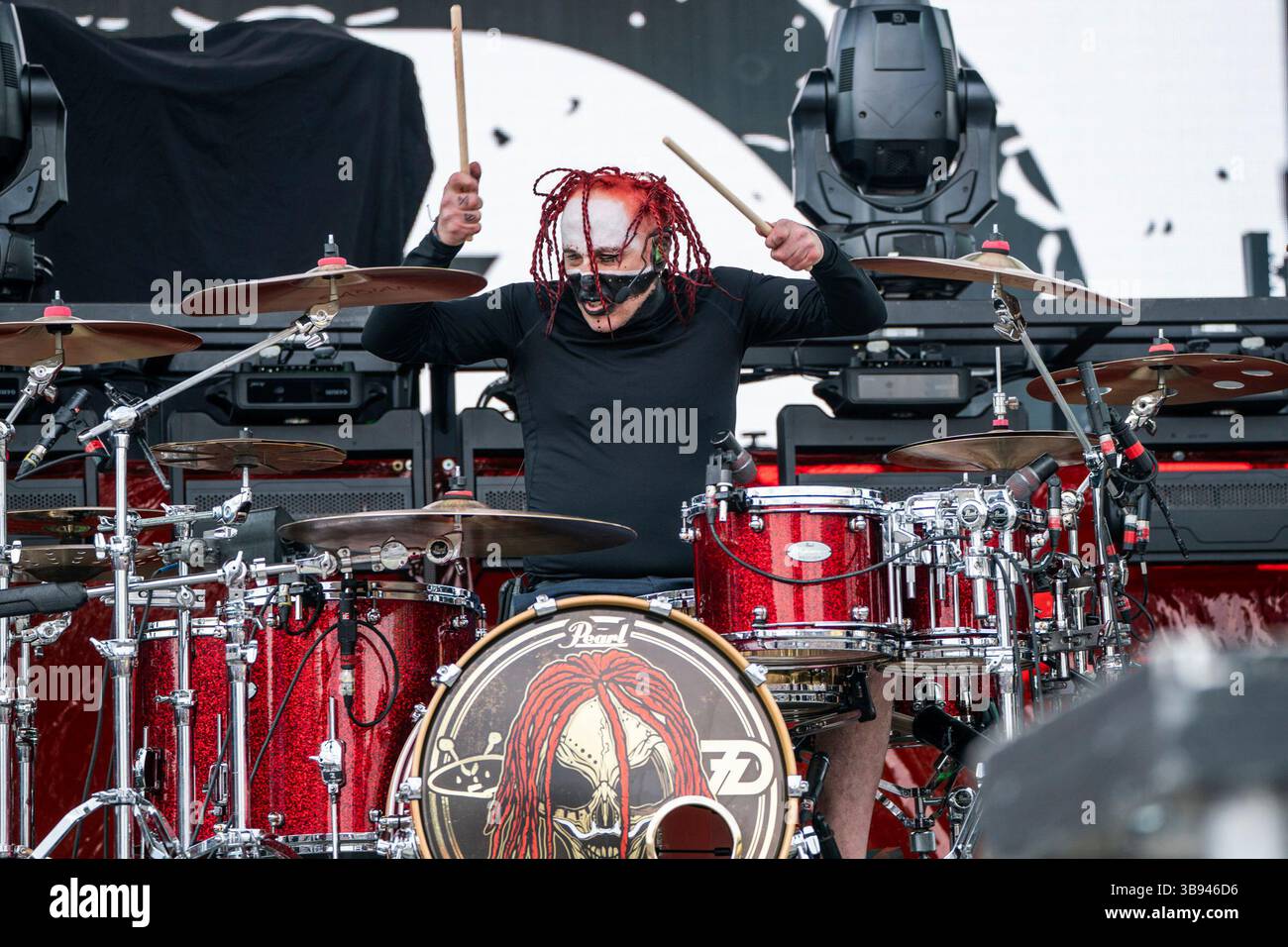 Morgan Rose of Sevendust performs during Sonic Temple Art and Music ...
