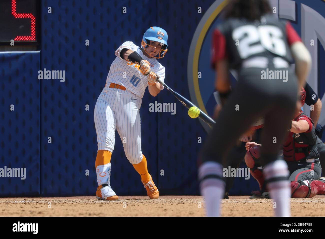 ATHENS, GA - MAY 08: Tennessee outfielder Alannah Leach (10) hits a ...