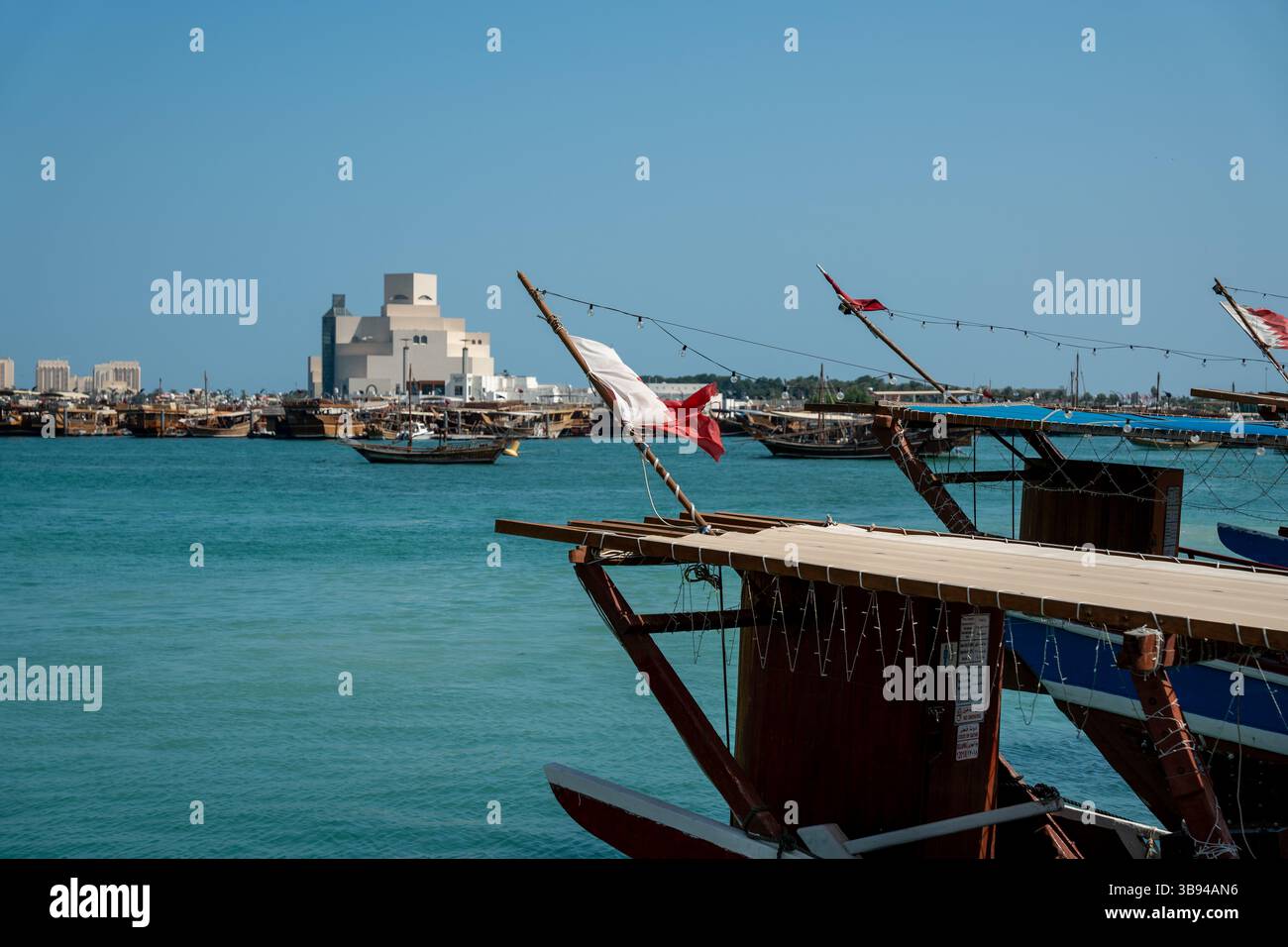 The Dhow Boat Harbor in Doha, Qatar, showcasing traditional wooden ...