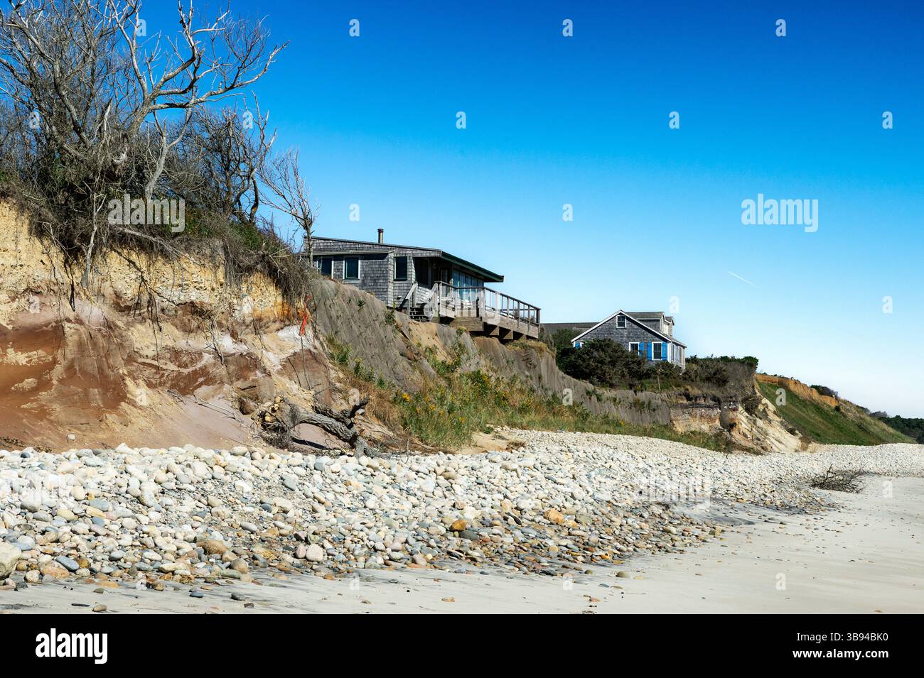 Severe beachfront cliff erosion along Squibnocket Beach, Chilmark ...