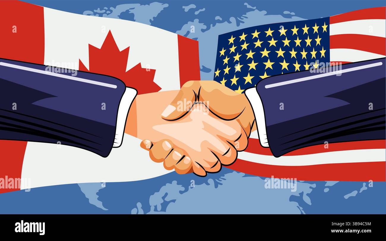 Handshake Canada United States trade war agreement concept two hands ...