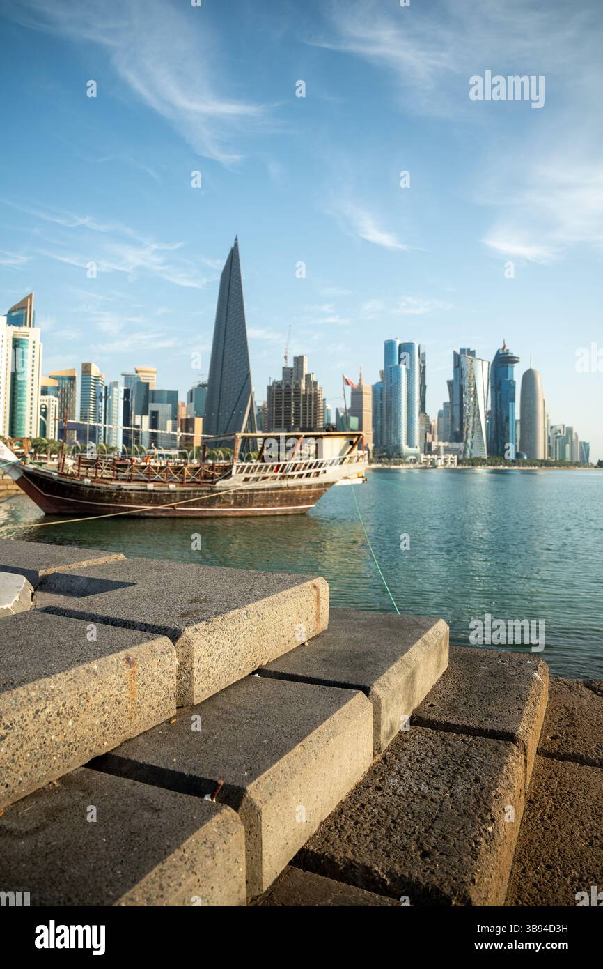 The Corniche Promenade in Doha, Qatar, offering stunning views of the ...
