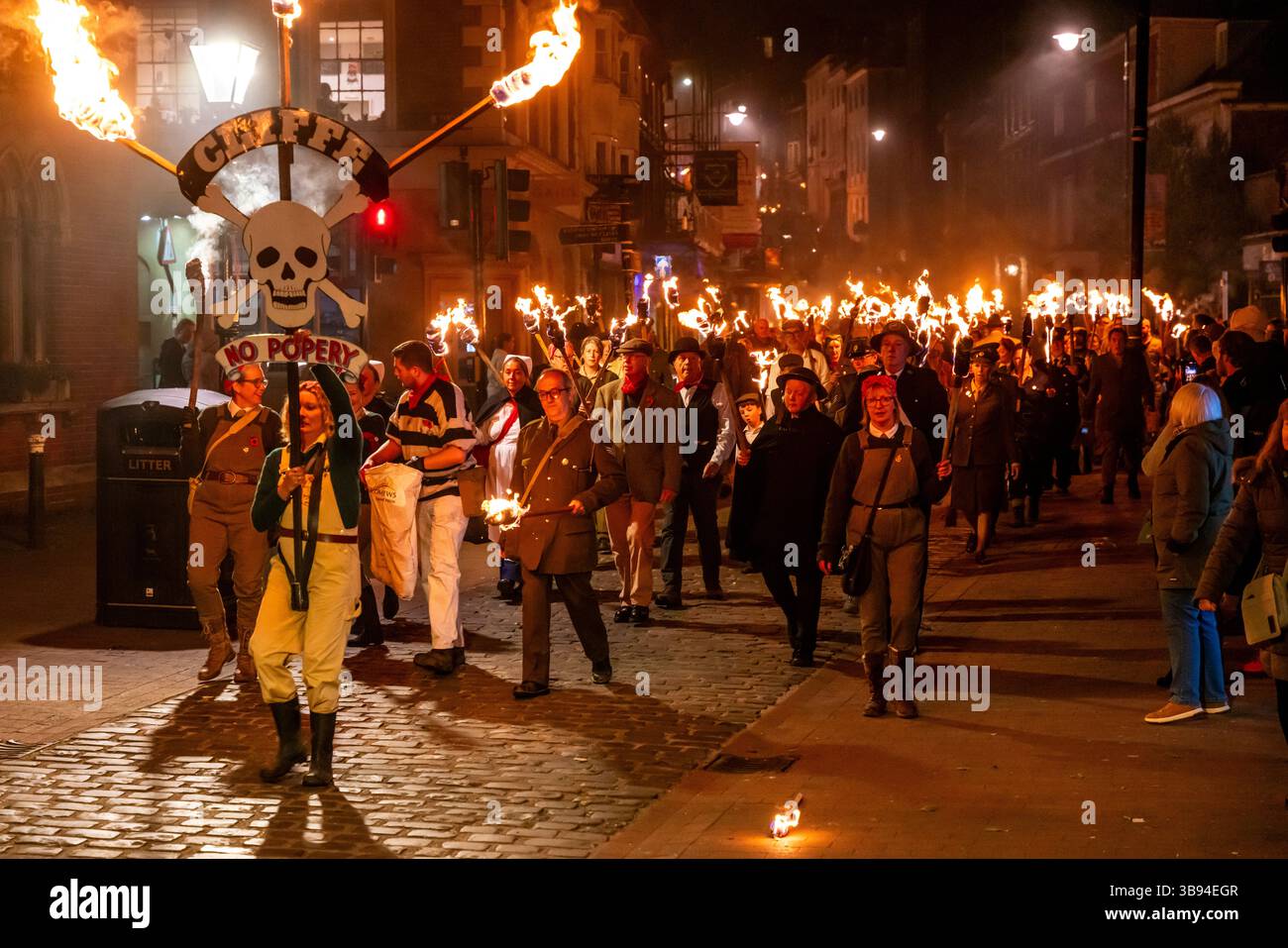 Lewes, UK. 8th May, 2025. Lewes Bonfire Societies commemorate the 80th ...