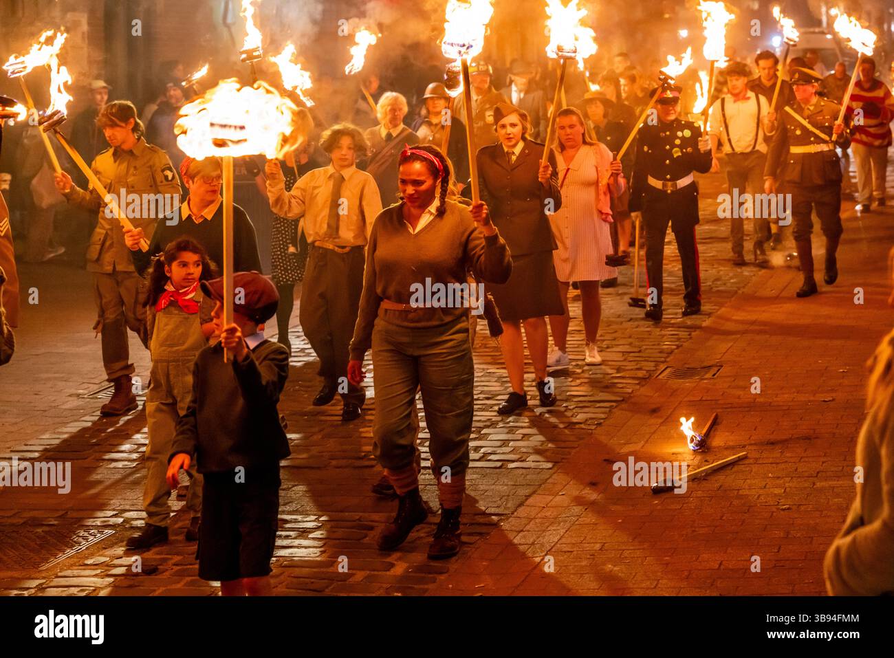 Lewes, UK. 8th May, 2025. Lewes Bonfire Societies commemorate the 80th ...