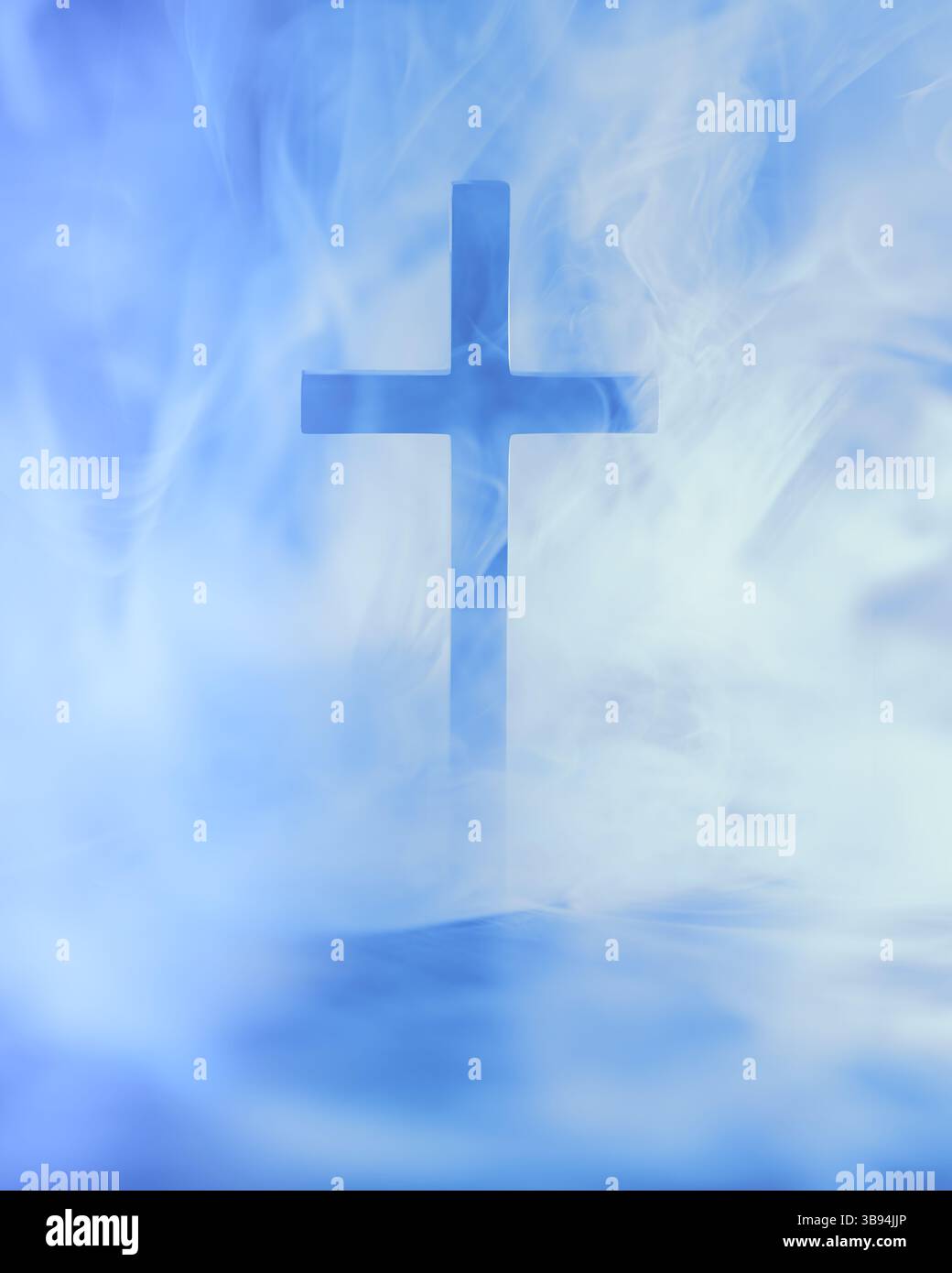 Christian cross in heavenly clouds, symbolizing heaven or spirituality ...