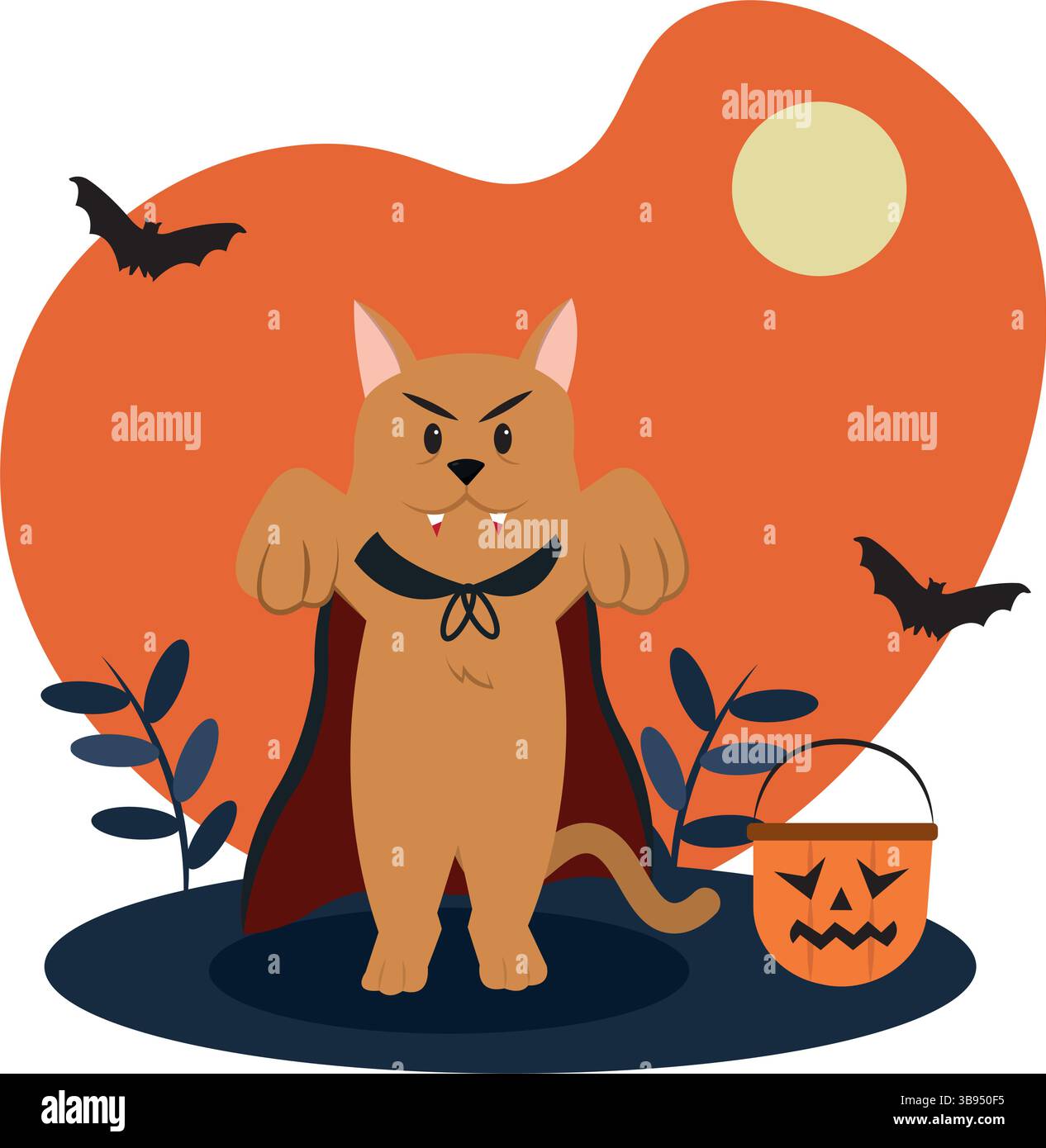 Vampire cat costume pose. Vector illustration Stock Vector Image & Art ...