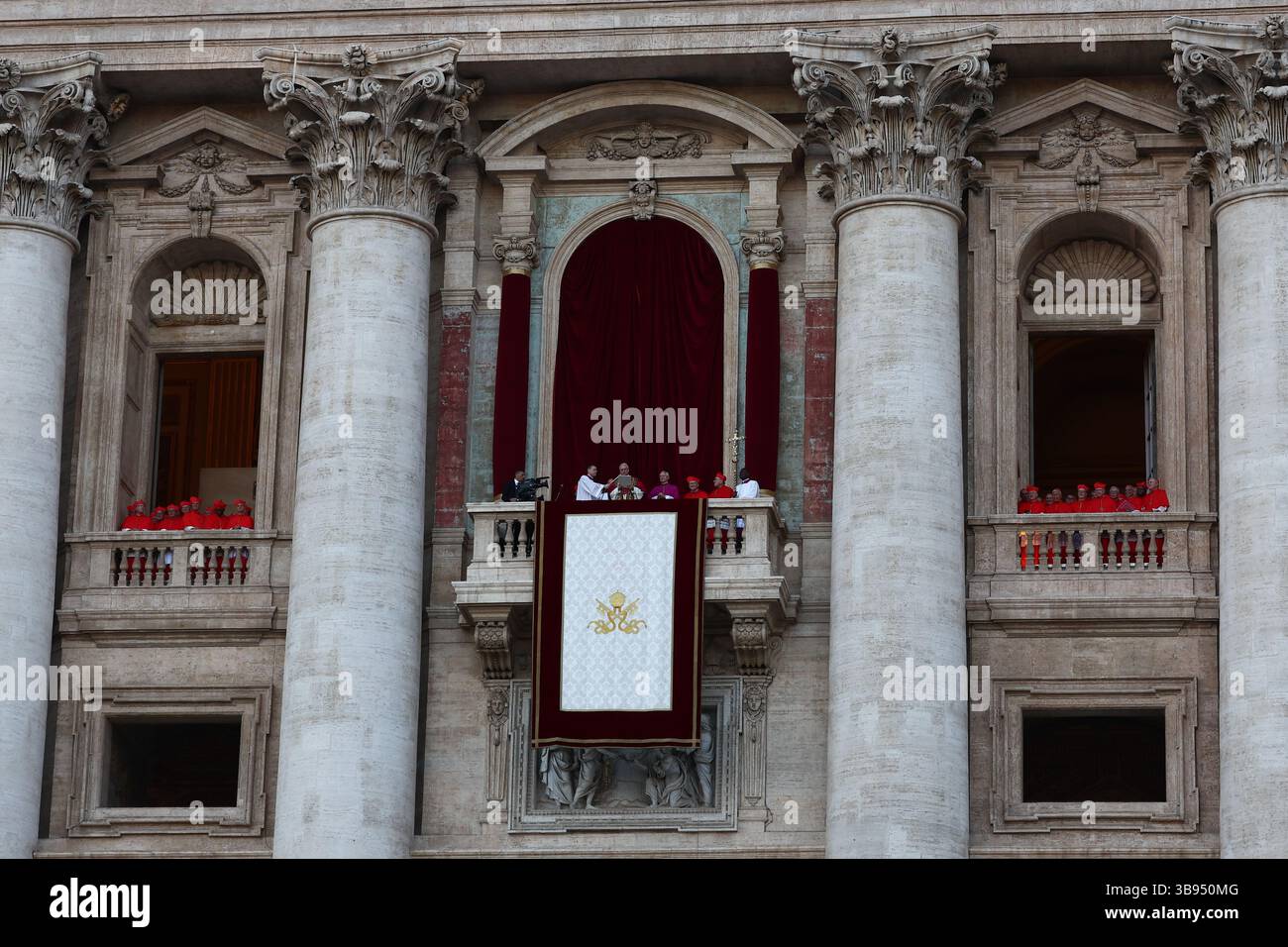 Vatican. May 8, 2025. Cardinal Robert Prevost, newly elected as Pope ...