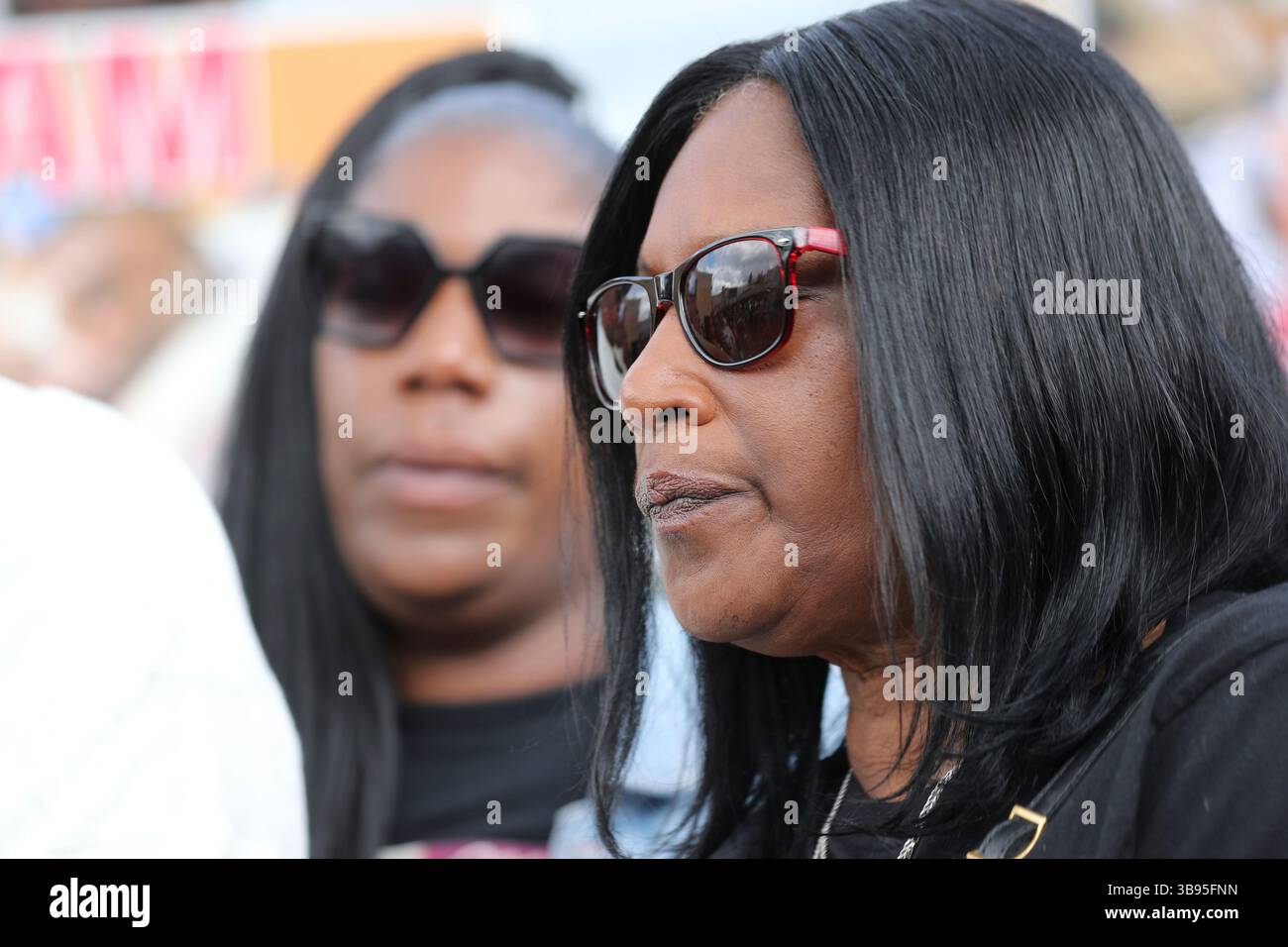 Mother of Tyre Nichols, RowVaughn Wells, right, stands with Keyana ...