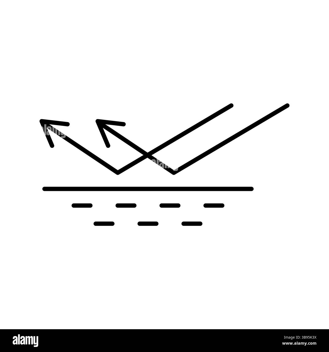 Reflection arrows icon. Light bounce diagram. Vector wave concept ...
