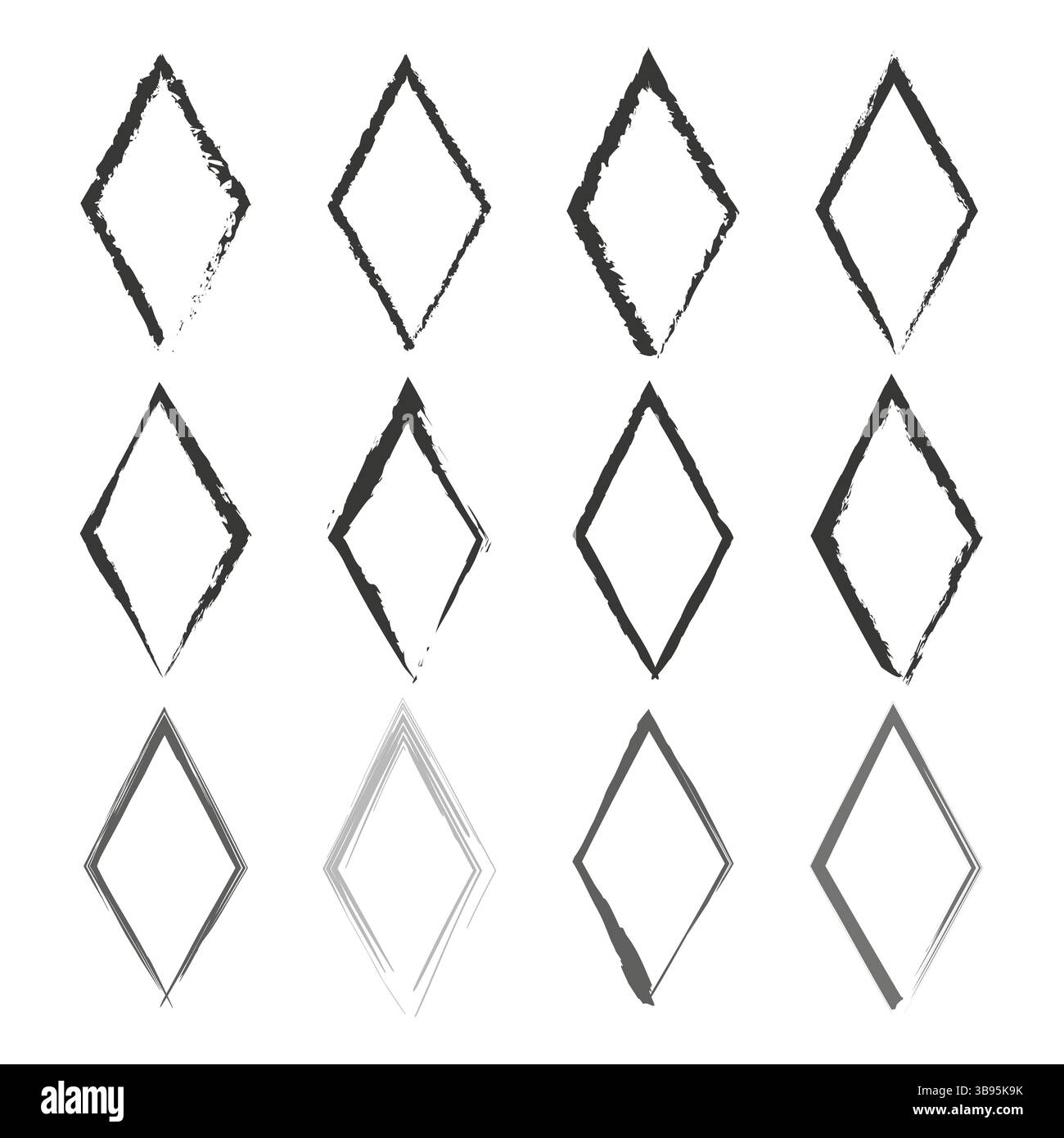 Diamond frame icon. Grunge texture shape. Ink brush element. Vector ...