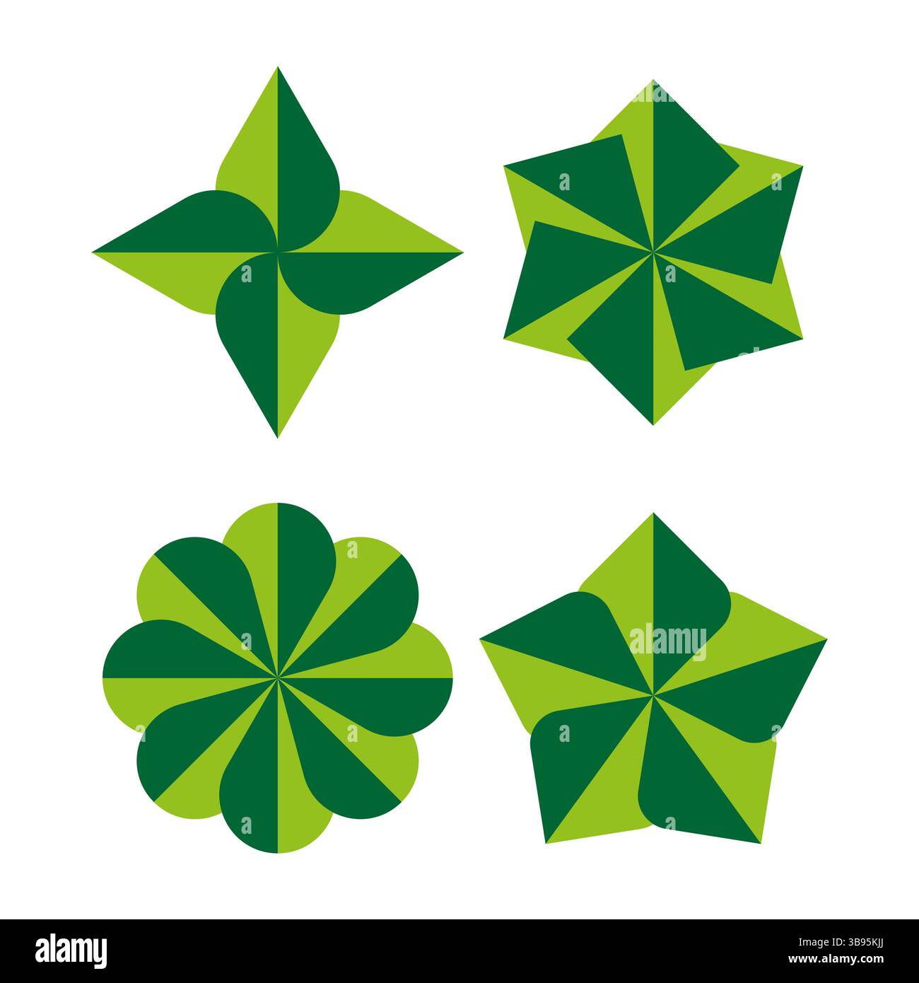 Flower star icon. Green petal shape. Floral pattern symbol. Vector ...