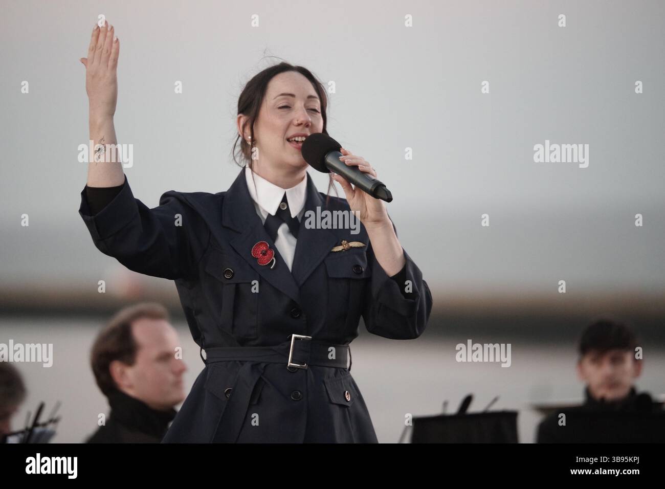 South Shields, England, 8 May 2025. Singer Jenn Cherene singing war ...