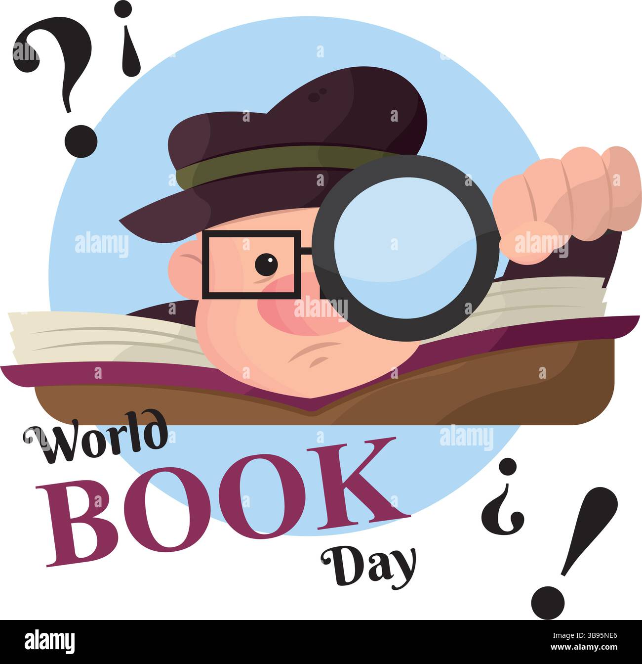 Detective magnifier reader art. Vector illustration Stock Vector Image ...