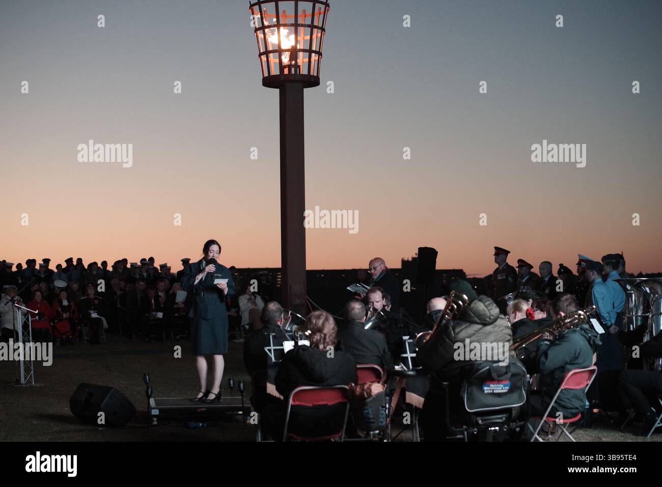 South Shields, England, 8 May 2025. Jenn Cherene singing the National ...