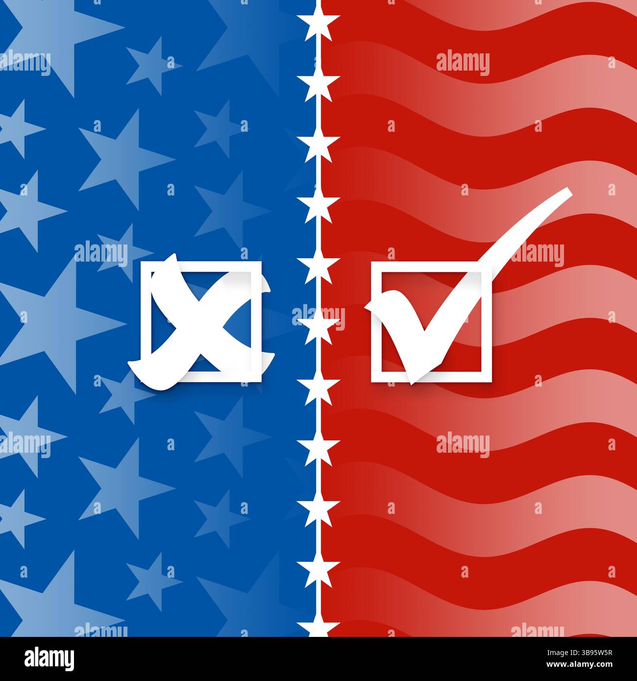 Square graphic in colors of the United States of America, USA, with ...