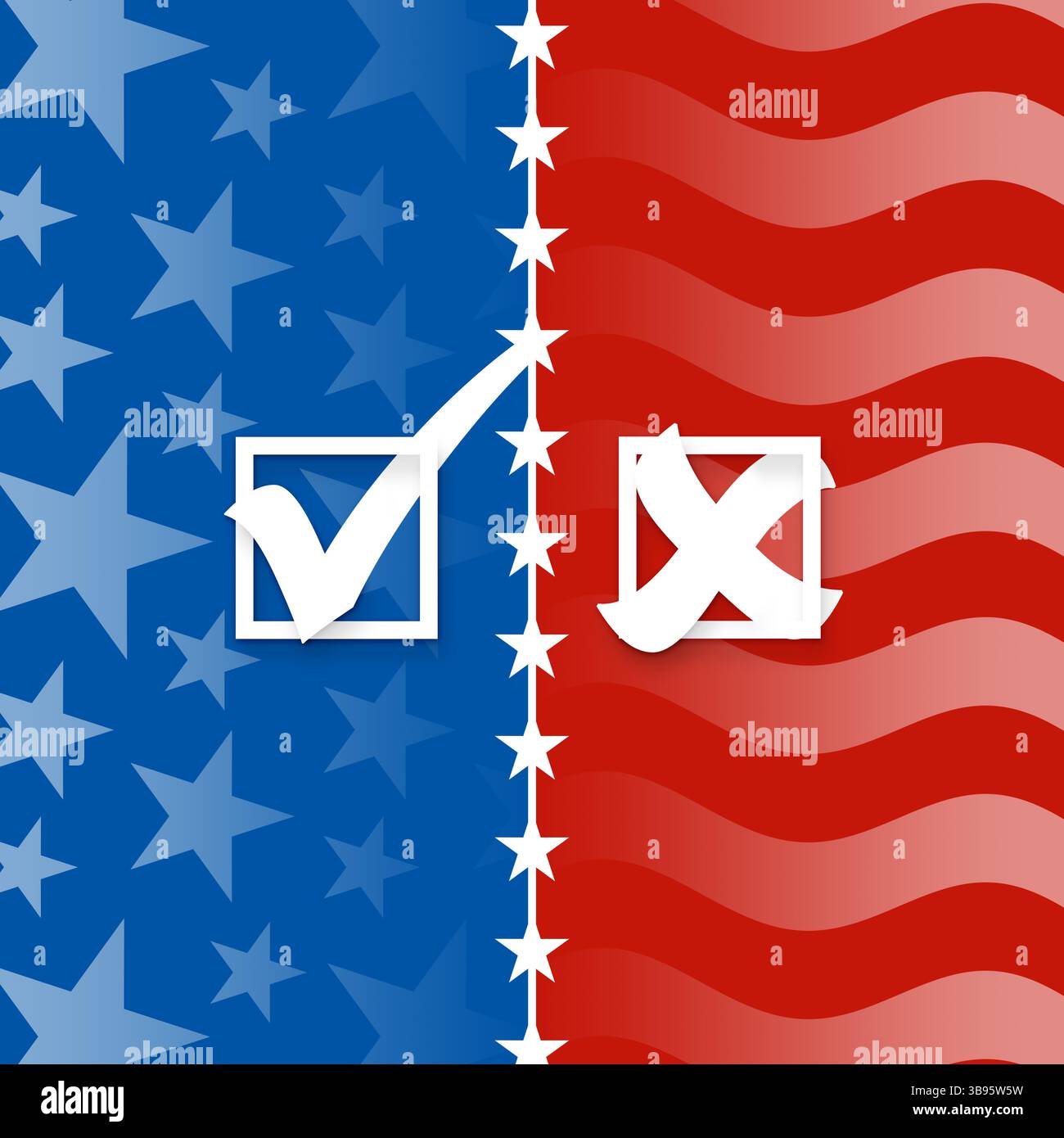 Square graphic in colors of the United States of America, USA, with ...
