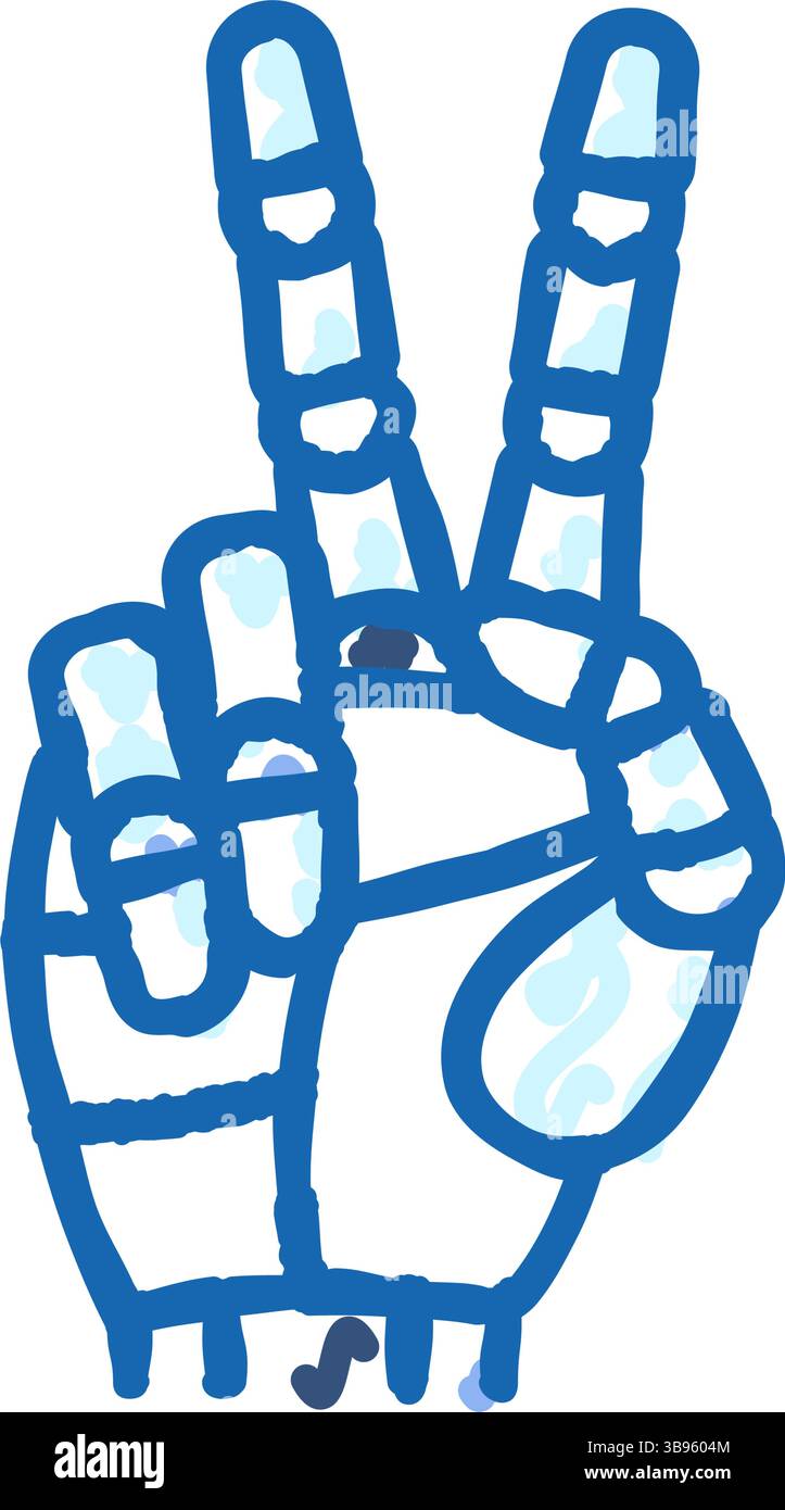 peace robot hand gesture icon doodle illustration Stock Vector Image ...
