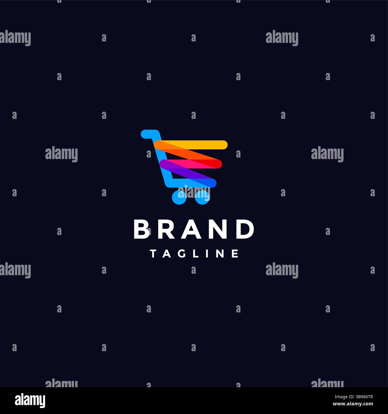 Colorful Zig-Zag Shopping Cart Logo Design. Colored Zig-Zag Lines Form ...