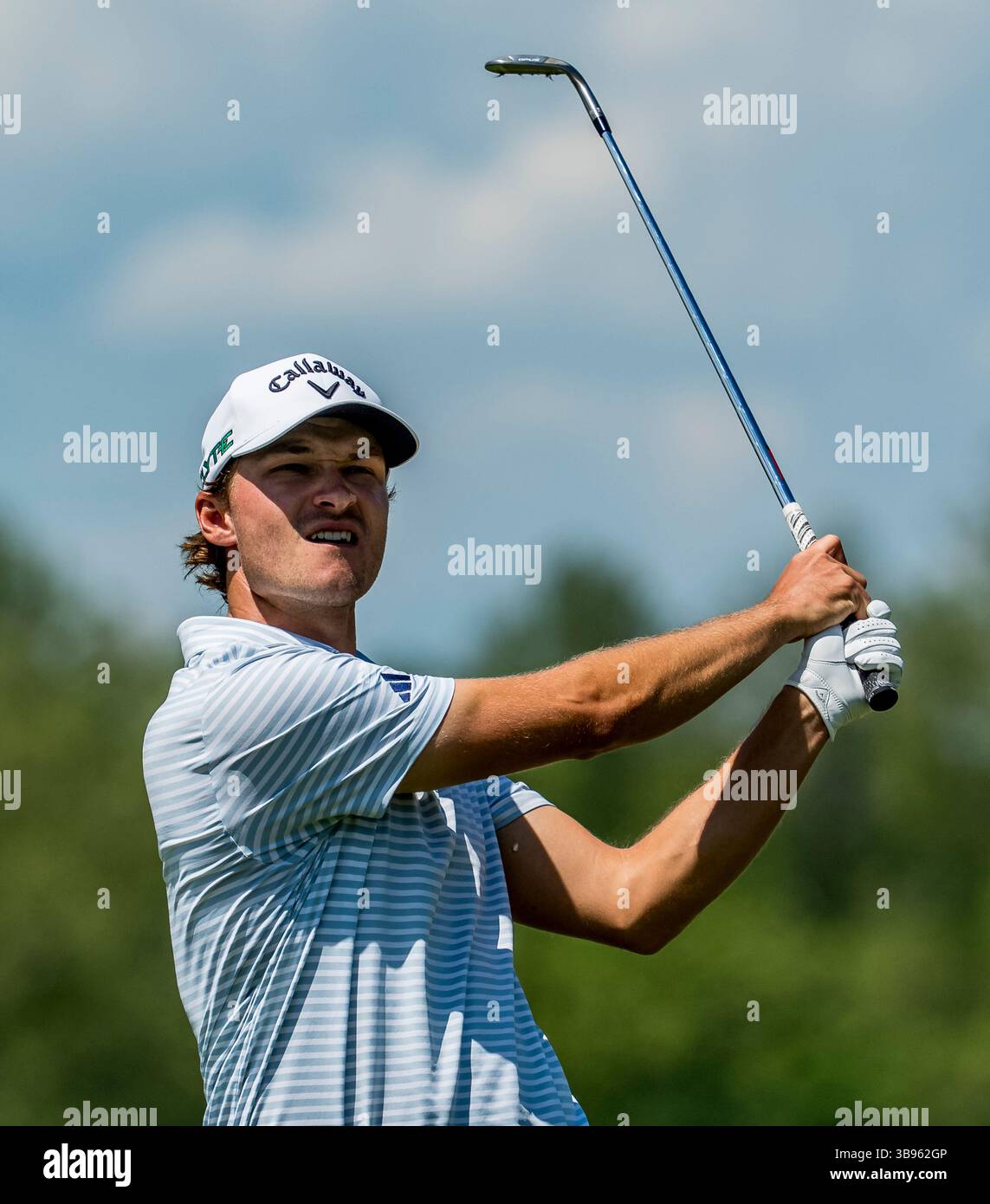 May 8, 2025, Philadelphia, Pa, USA: Rasmus HÂ¿jgaard tees off during ...