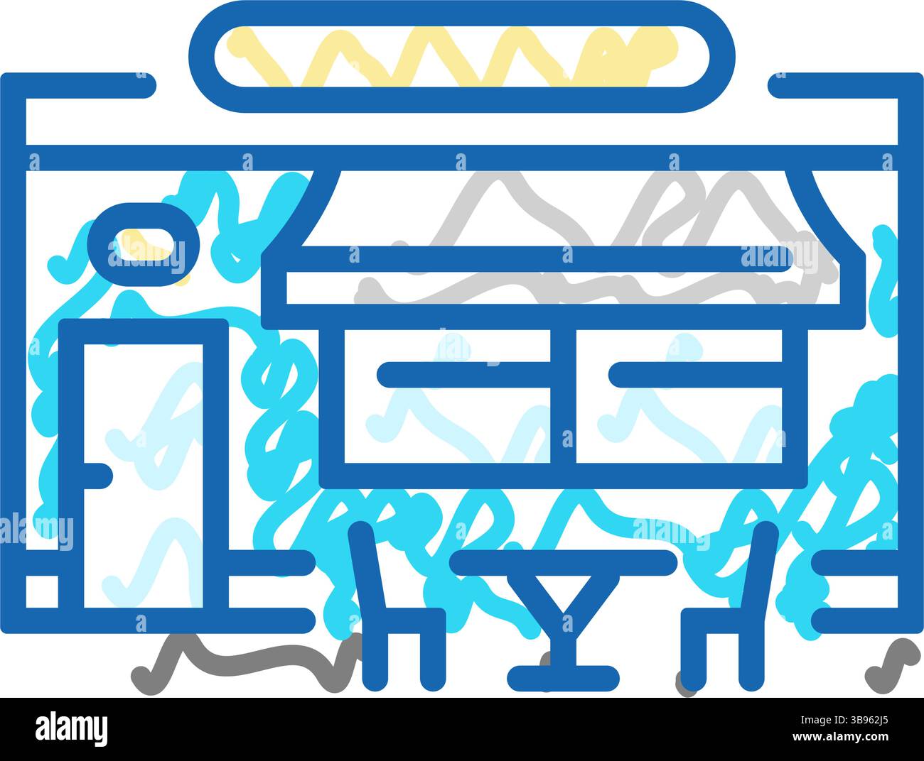 sidewalk street food cafe icon doodle illustration Stock Vector Image ...