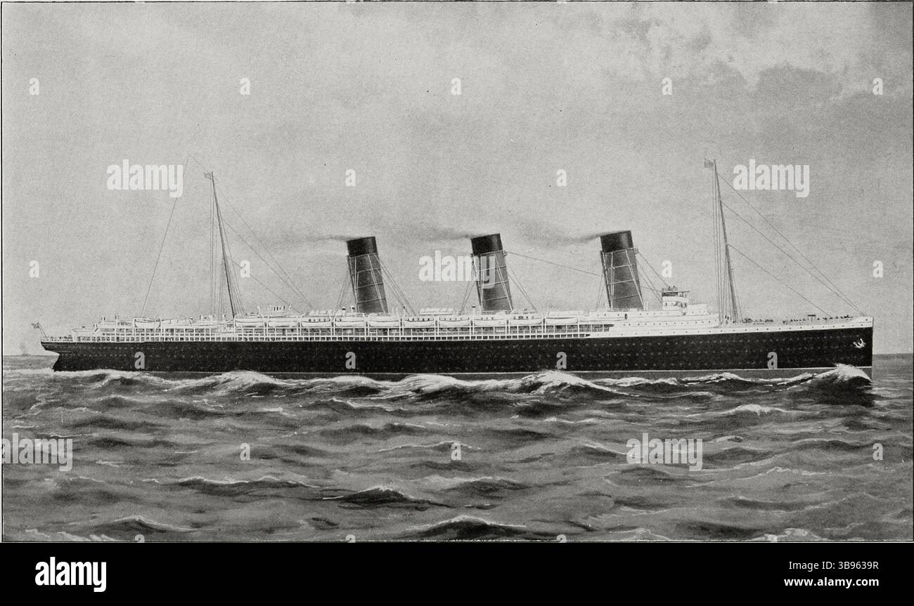 Early concept art of Lusitania with three funnels. The final version ...