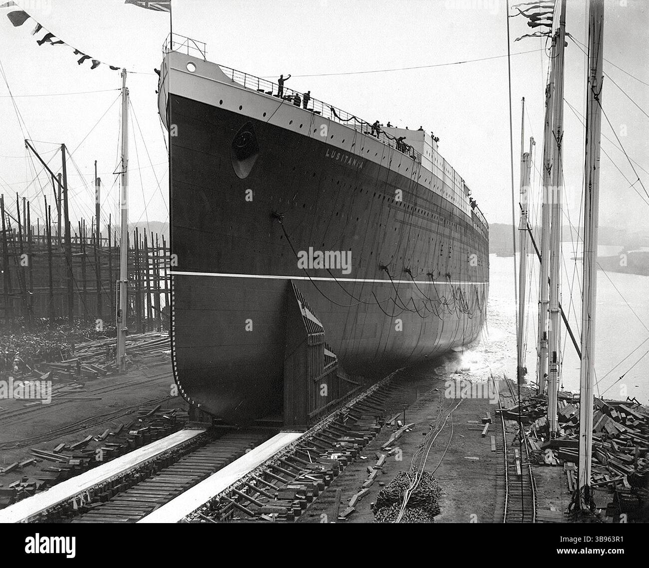 The Lusitania being launched from John Brown on Clydebank. Lusitania ...
