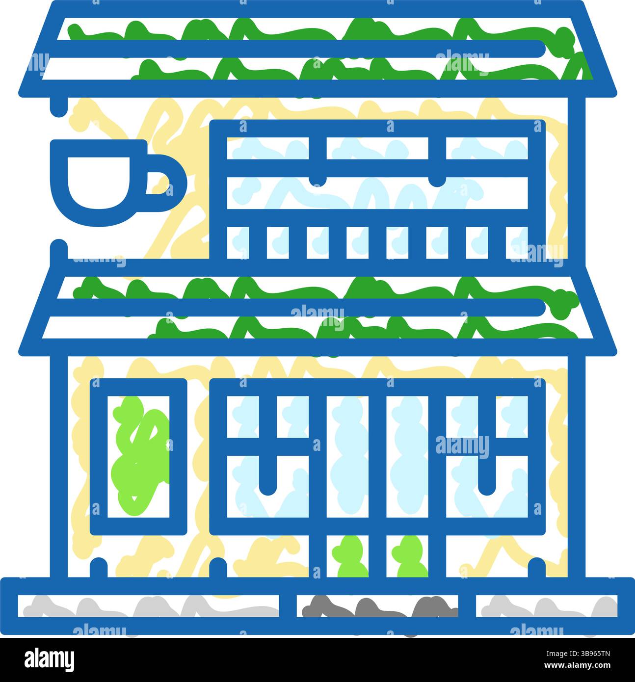 tea house street food cafe icon doodle illustration Stock Vector Image ...
