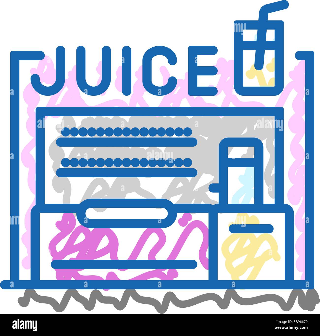 juice bar street food cafe icon doodle illustration Stock Vector Image ...