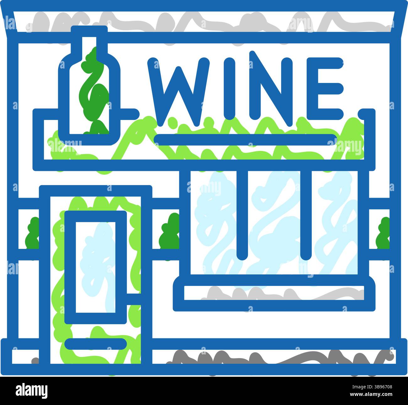 wine bar street food cafe icon doodle illustration Stock Vector Image ...