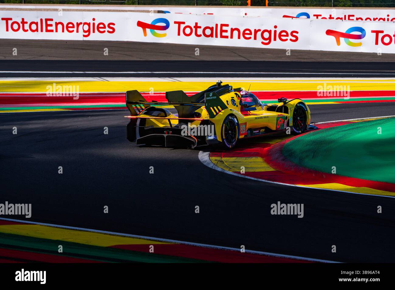 Spa Francorchamps, Belgium. 09th May, 2025. Ferrari AF Corse Team 83 througth the bus stop in ...