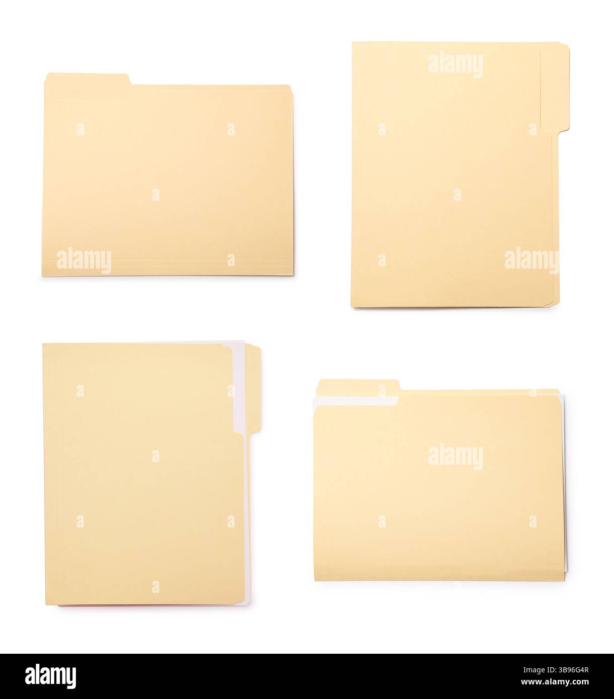 File folder isolated on white, collage. Top view Stock Photo - Alamy